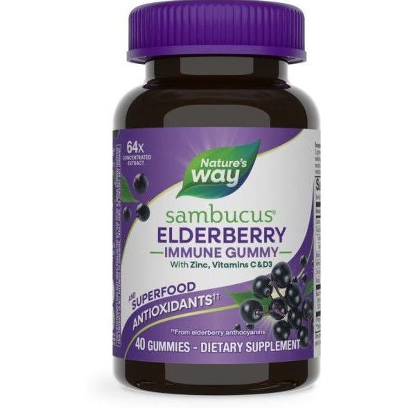 Nature's Way Sambucus Elderberry Immune Support Gummies - Shop Herbs ...