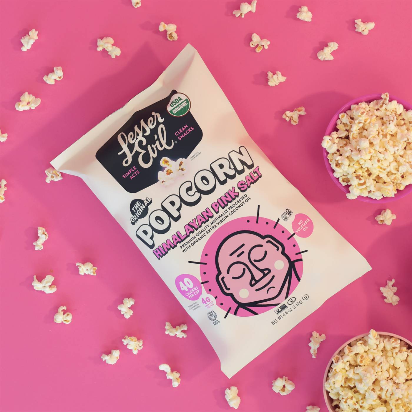Lesser Evil Organic Popcorn Himalayan Pink Salt - Shop Popcorn at H-E-B