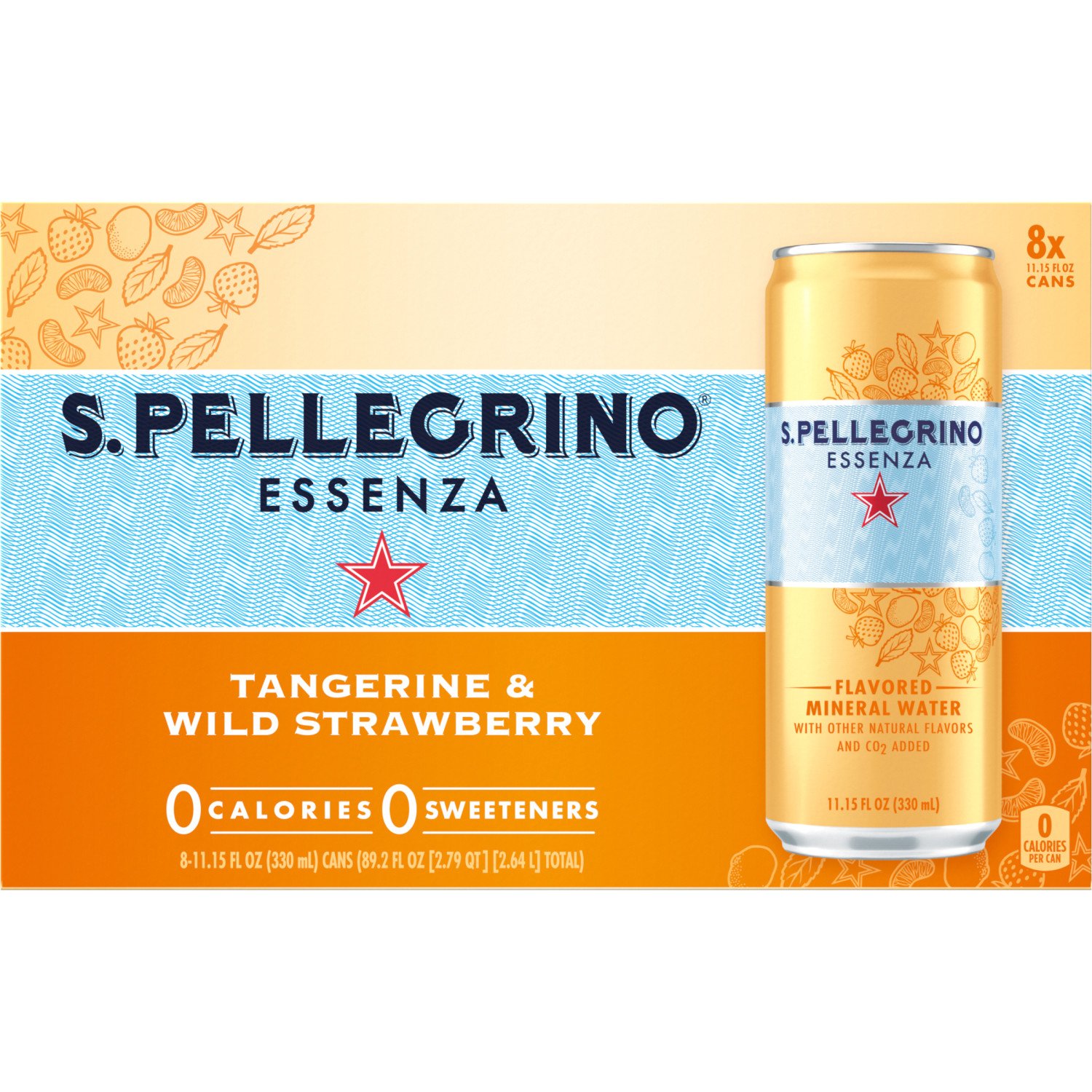 San Pellegrino Essenza Tangerine & Strawberry Flavored Mineral Water 11 ...