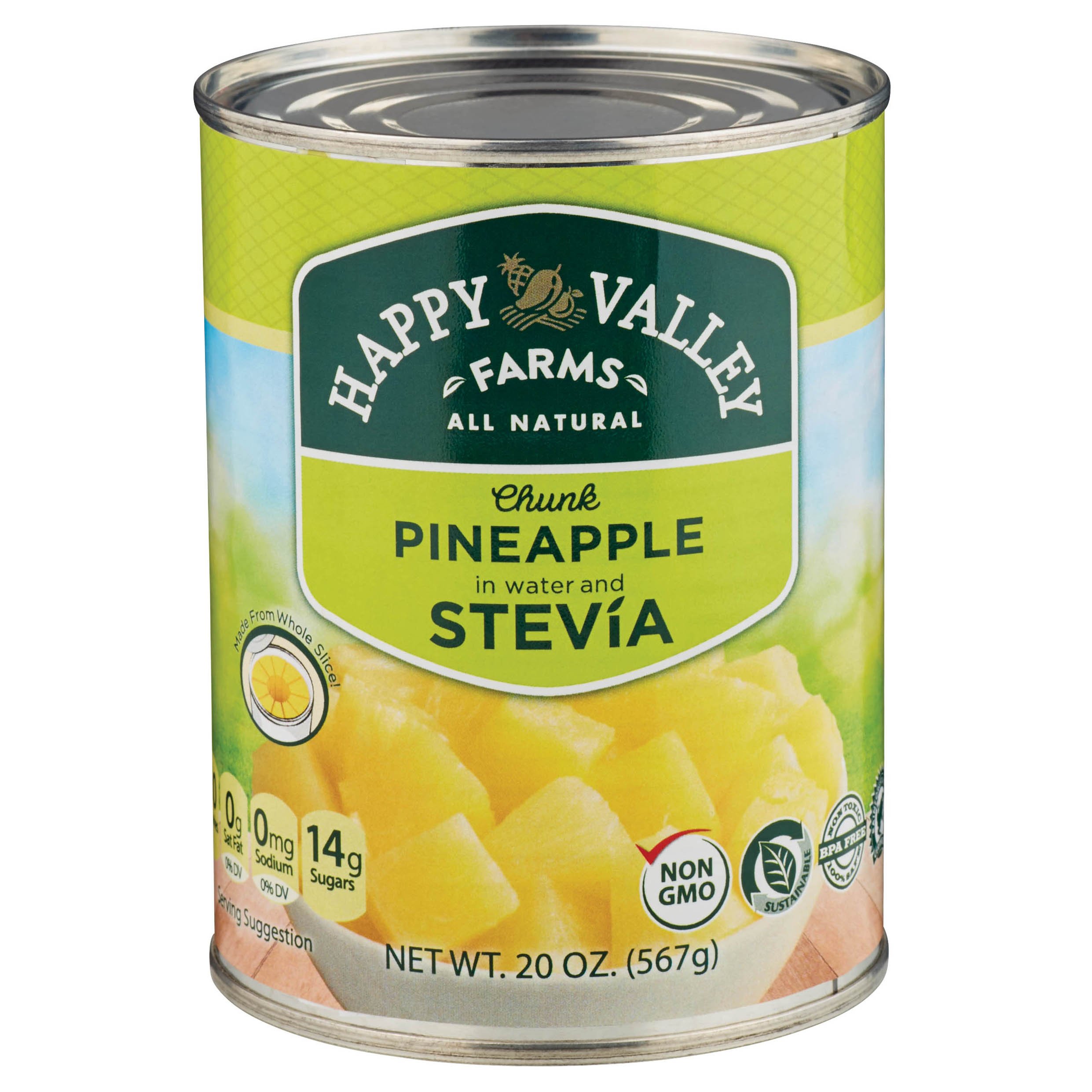 Happy Valley Farms Chunk Pineapple in Water and Stevia - Shop Tropical ...