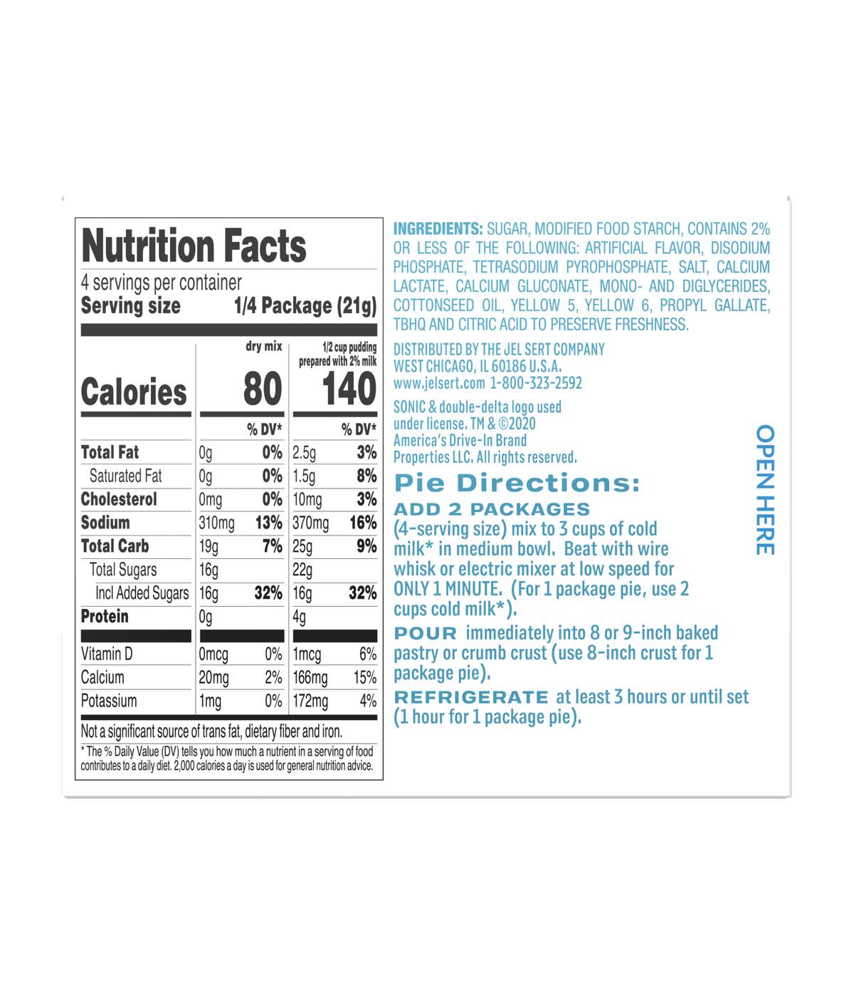 Sonic Pudding - Vanilla Shake - Shop Pudding & gelatin mix at H-E-B