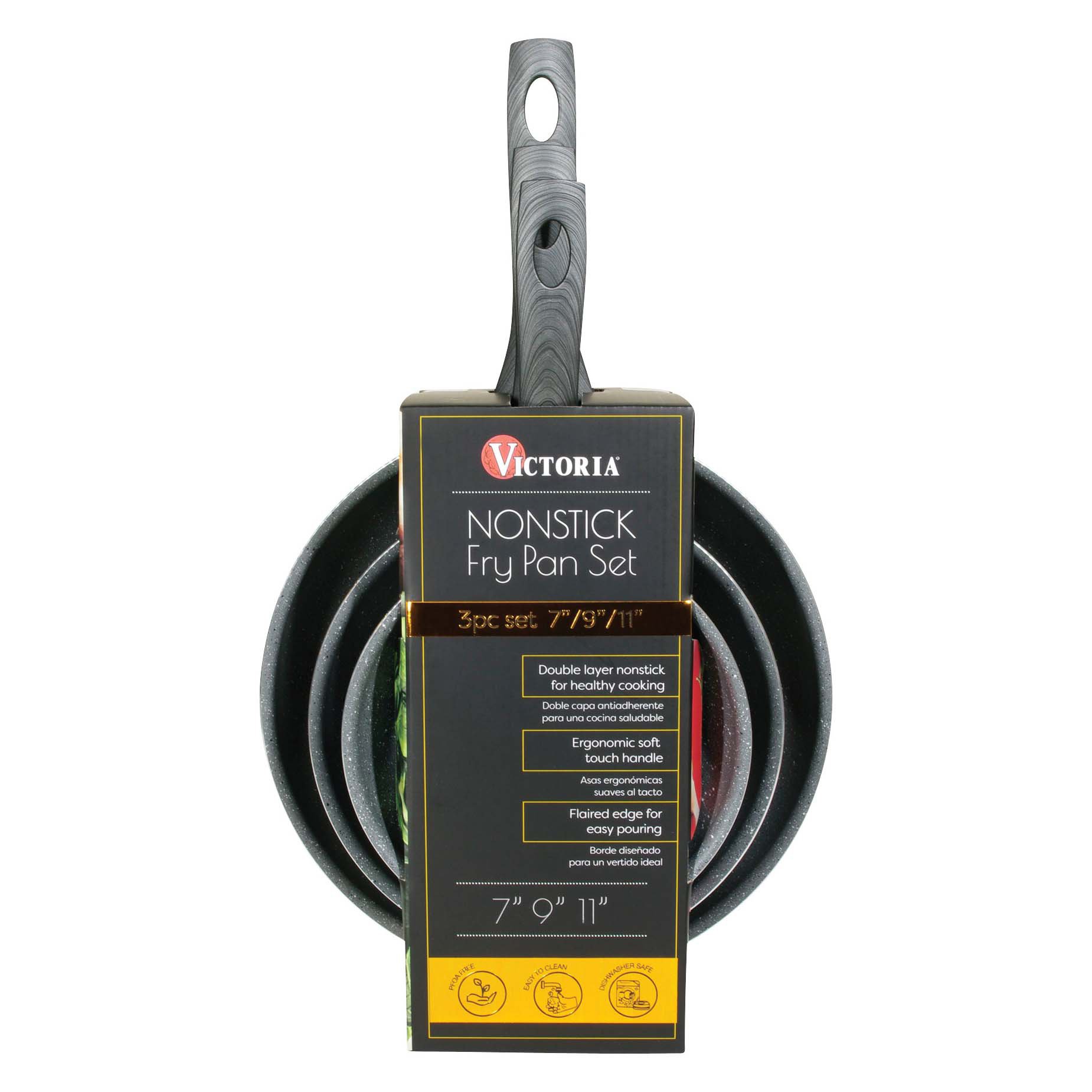 Victoria Matte Black Nonstick Fry Pan Set - Shop Frying pans & griddles ...