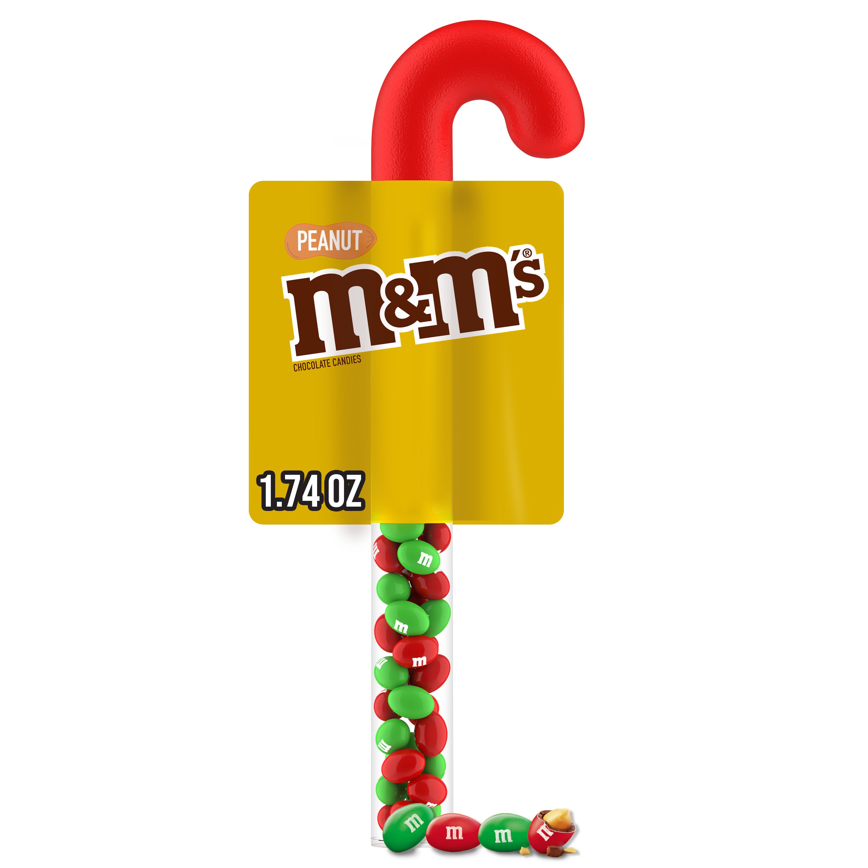 M&M'S Peanut Milk Chocolate Christmas Candy Cane Tube - Shop Candy at H-E-B