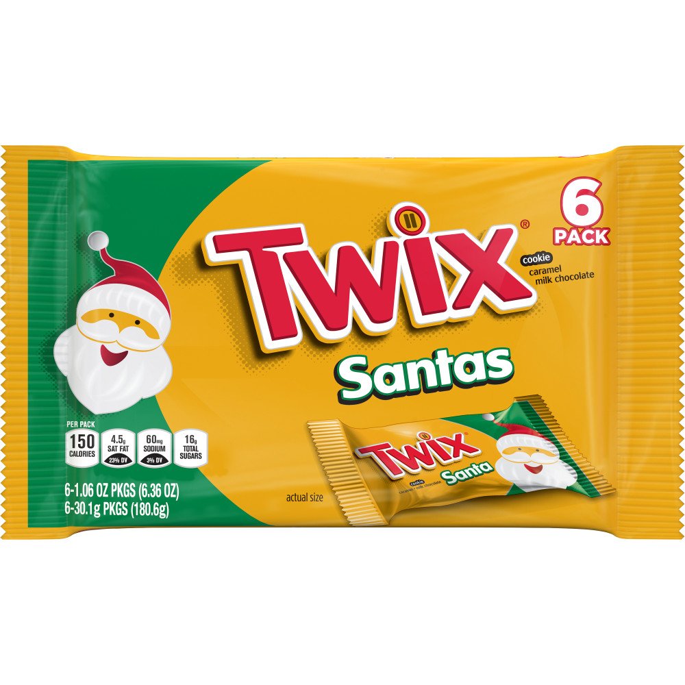Twix Santas Caramel Milk Chocolate Christmas Candy Bars - Shop Candy at ...