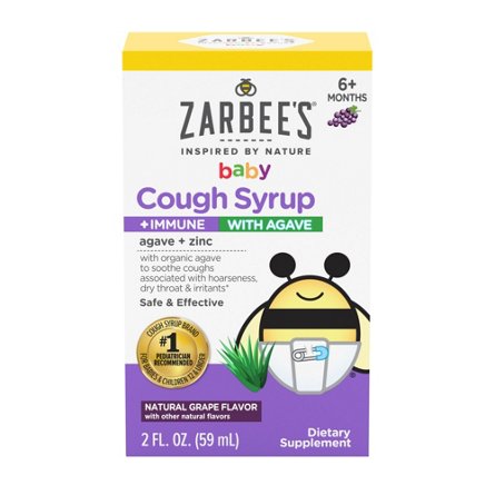 Zarbee's Baby Cough Syrup + Immune with Agave + Zinc - Grape, 2 oz ...