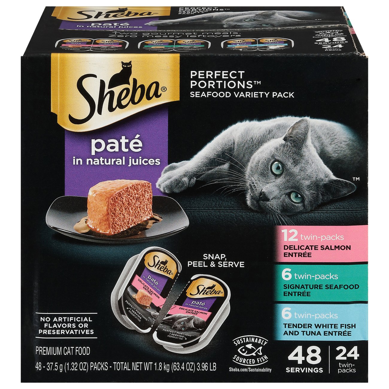 Sheba Perfect Portions Pate Premium Cat Food Variety Pack - Seafood ...