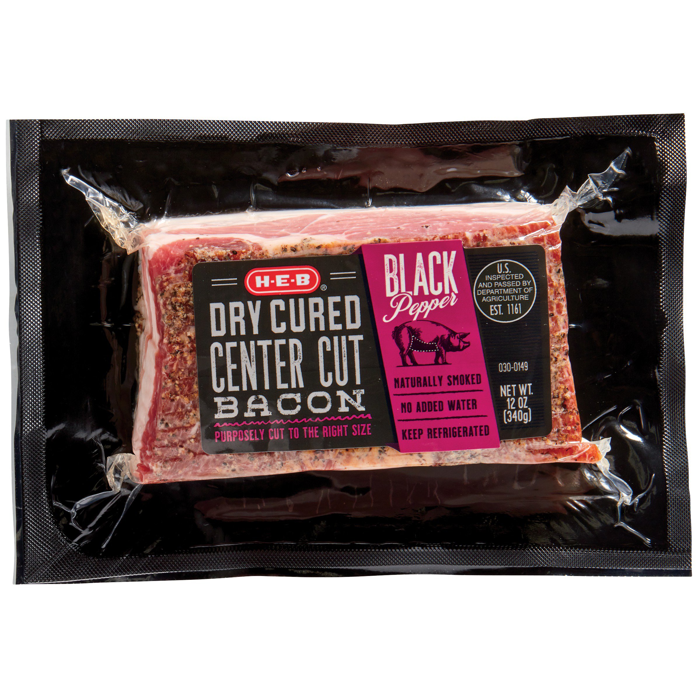 H-E-B Black Pepper Dry Cured Center Cut Bacon - Shop Bacon at H-E-B