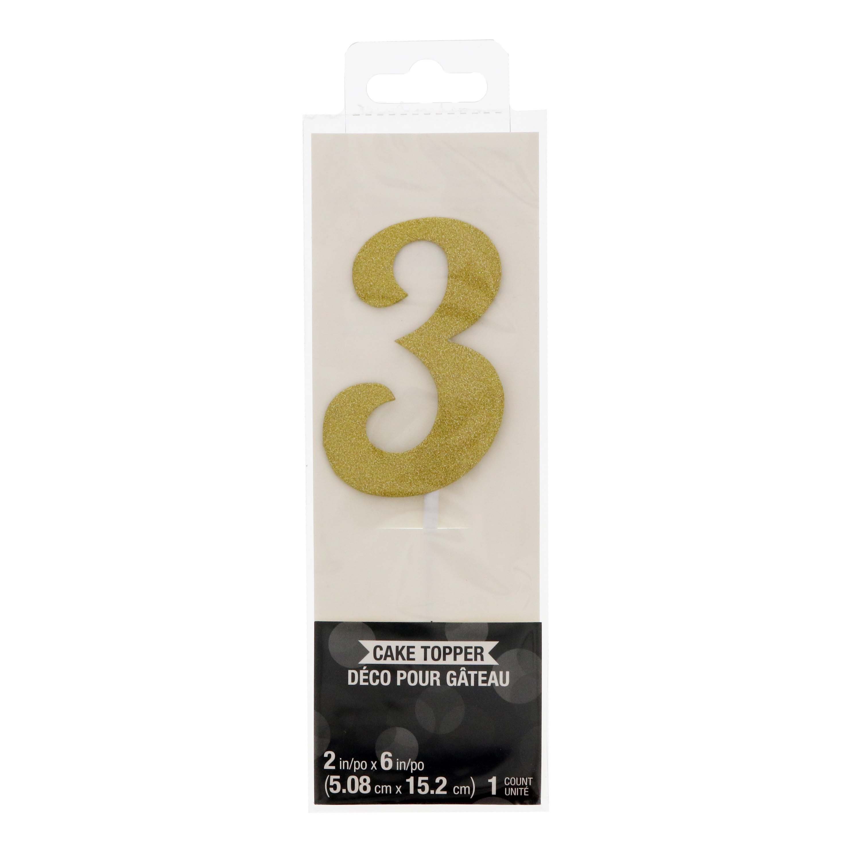 Creative Converting Gold Glitter 3 Cake Topper - Shop Birthday candles ...