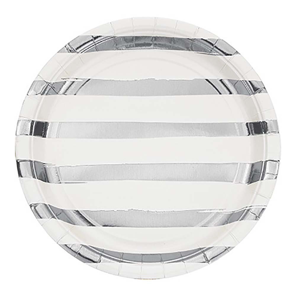 Creative Converting White with Silver Foil Paper Dinner Plate, 8 ct ...