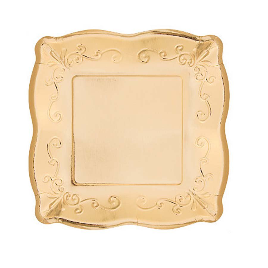 Creative Converting Elise Gold Scalloped Embossed Square Plates, 10 in ...