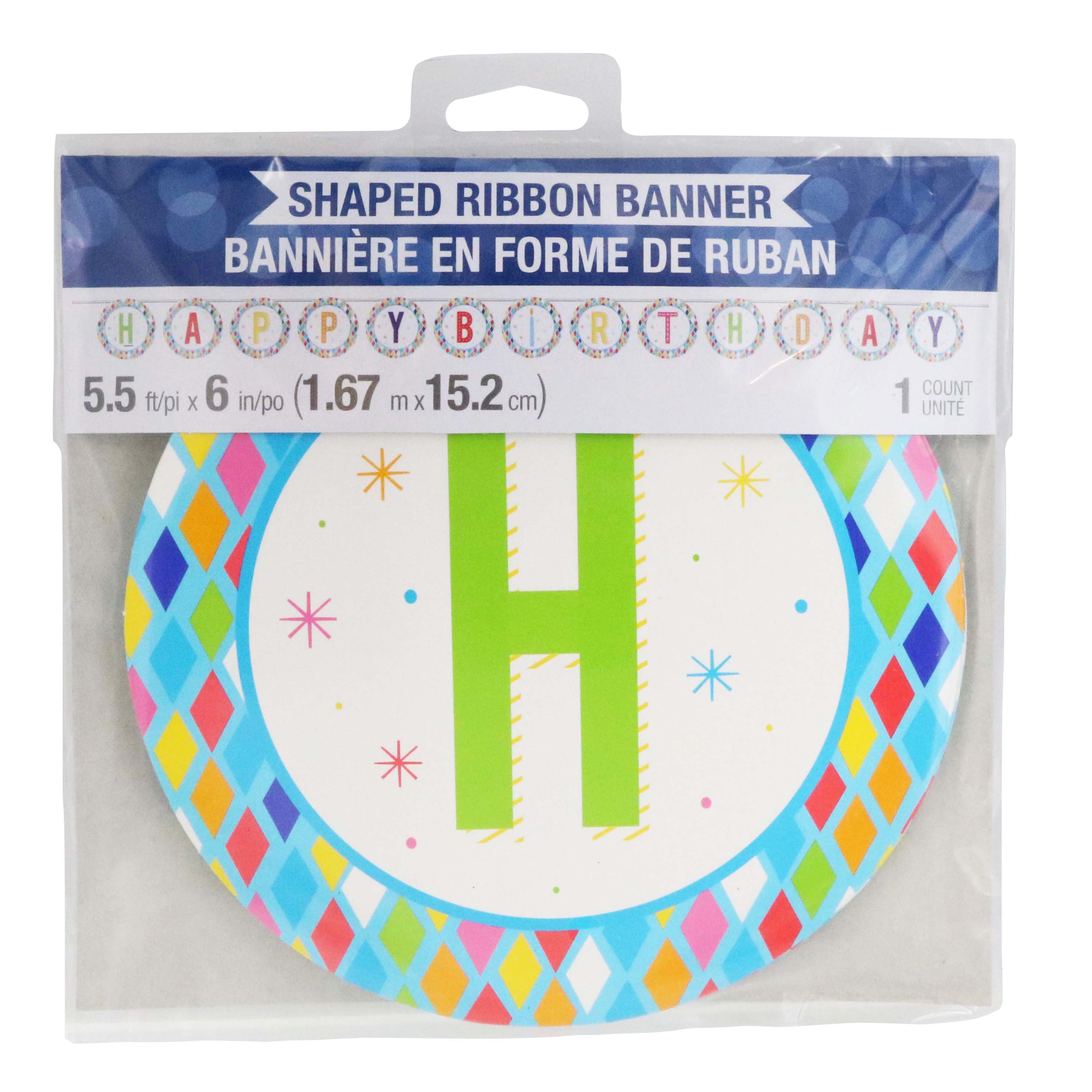Creative Converting Shaped Happy Birthday Ribbon Banner - Shop Party ...