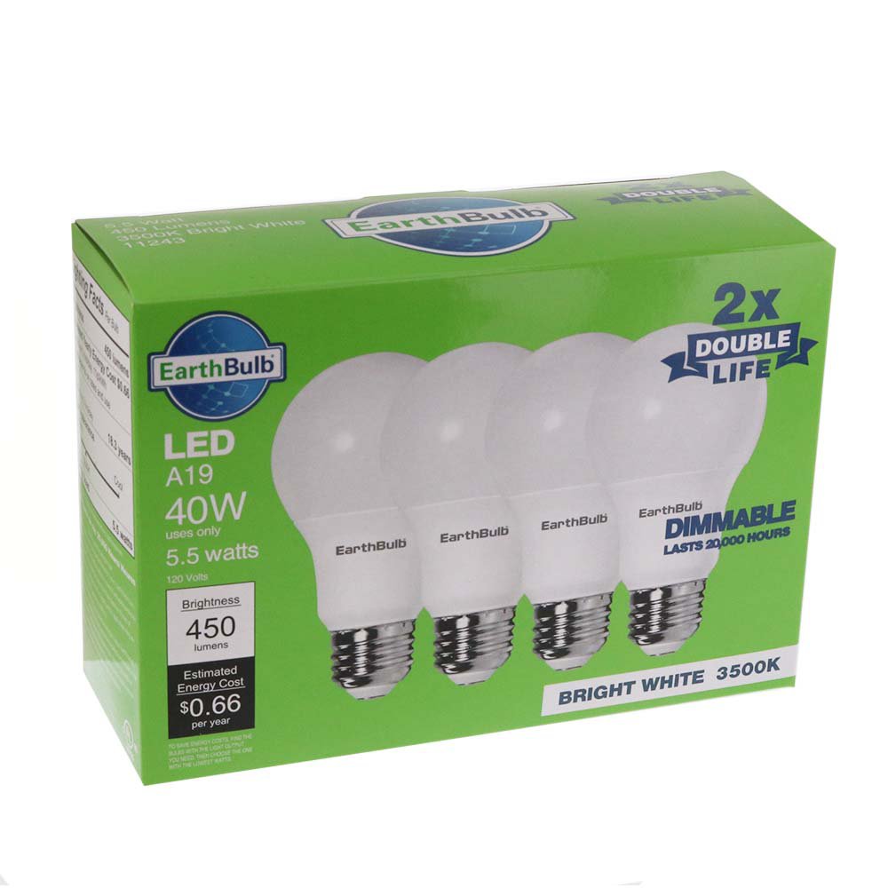 EarthTronics LED 40 Watt A19 Bright White Light Bulbs - Shop Light ...