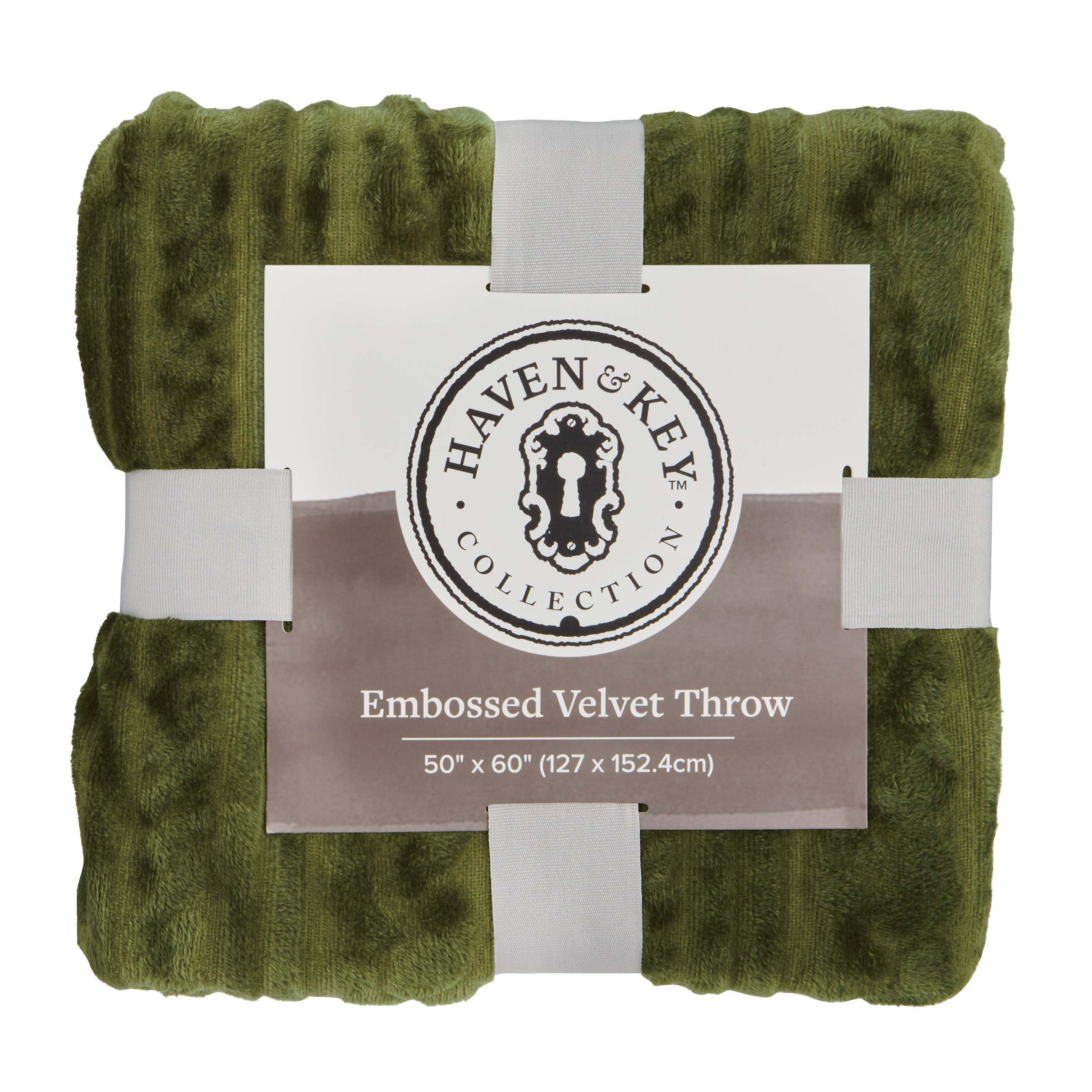 Haven & Key Embossed Moss Velvet Throw - Shop Blankets & Throws at H-E-B