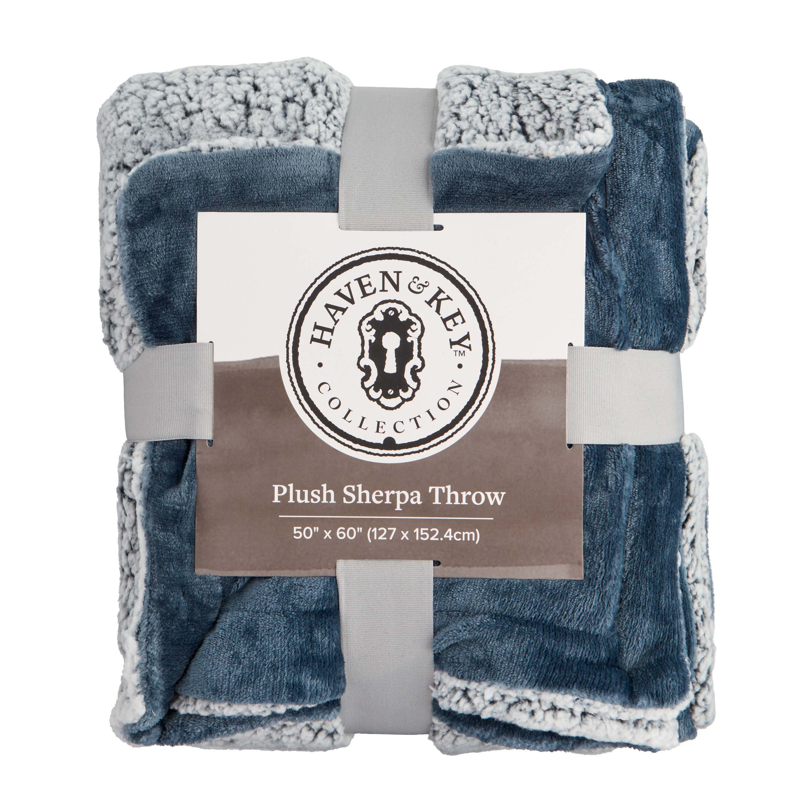 Haven & Key Blue Bleached Sherpa Throw - Shop Blankets & throws at H-E-B