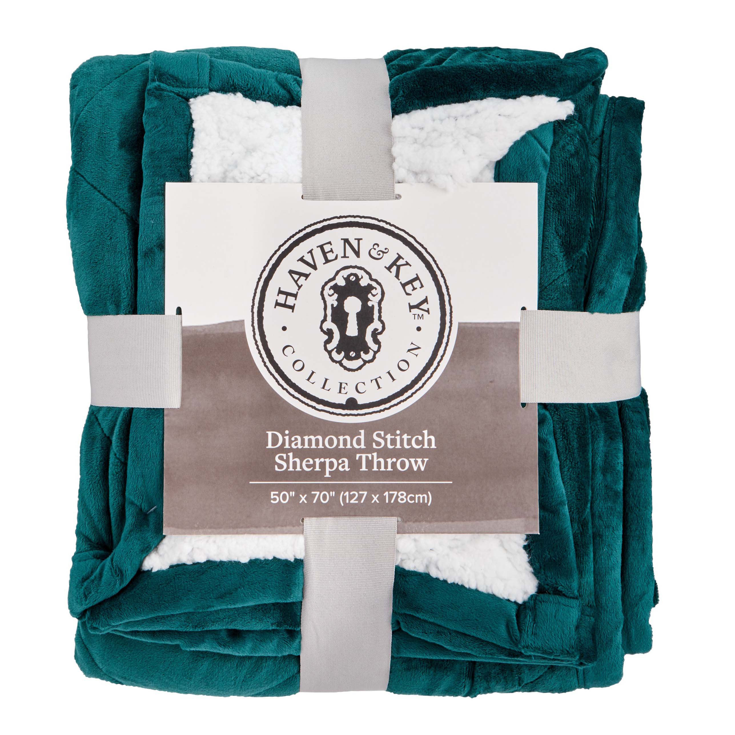 Haven & Key Diamond Stitched Charcoal Sherpa Throw - Shop Blankets ...