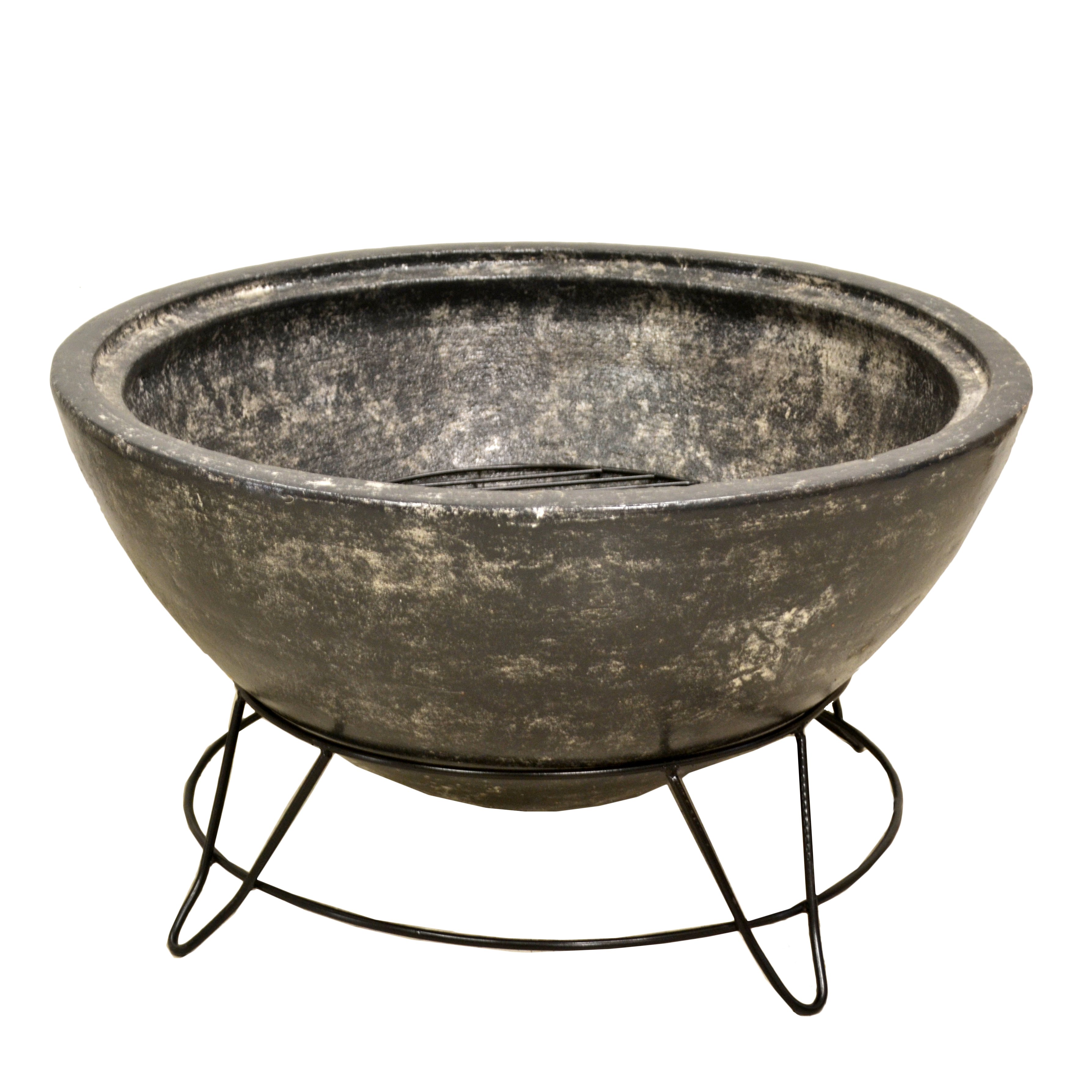 Blue Orange Pottery Ceramic Fire Pit with Stand - Shop Outdoor decor at ...