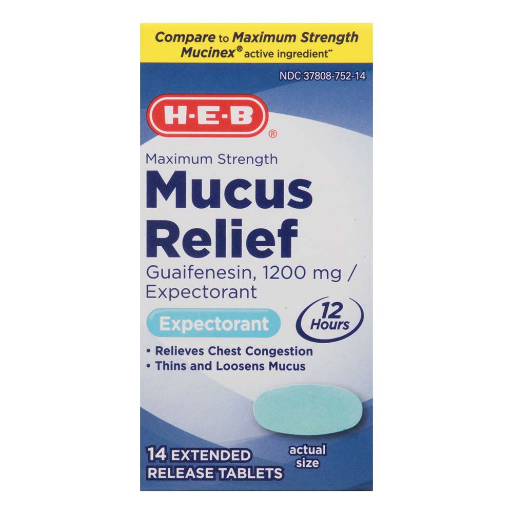 H-E-B Max Strength Mucus Relief Expectorant Tablets - Shop Cough, cold ...