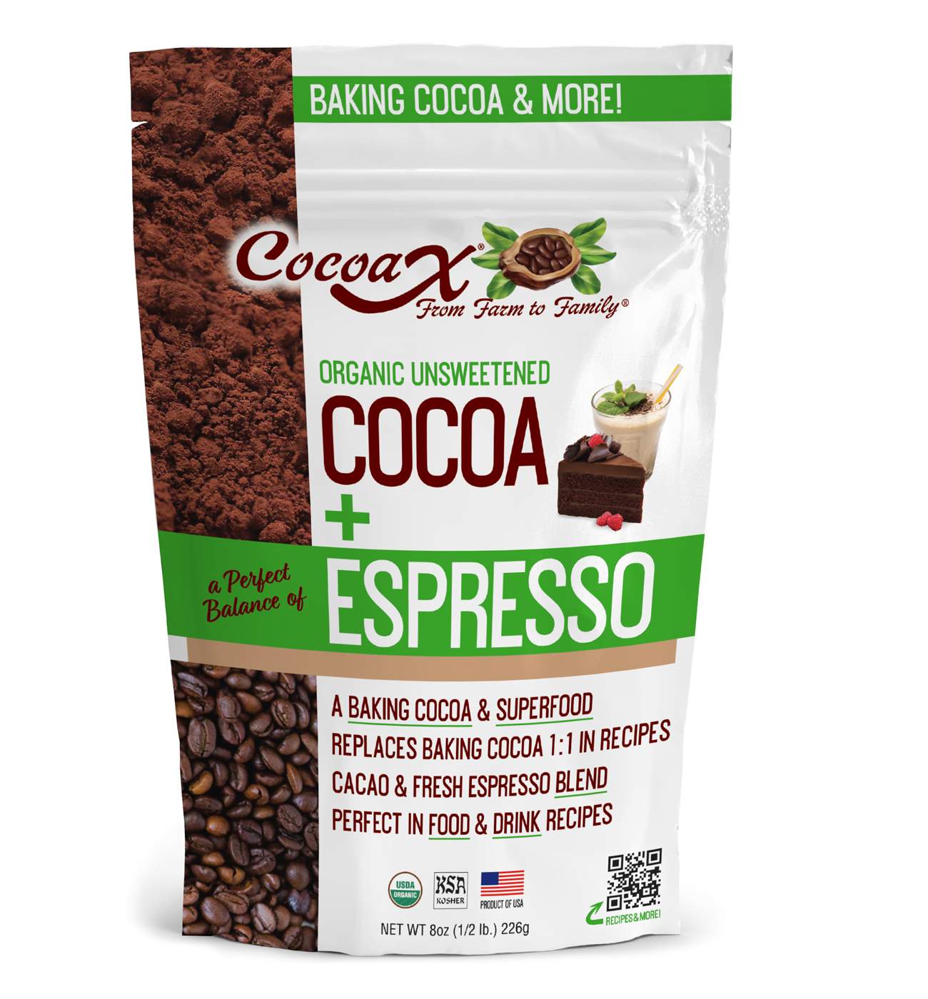 CocoaX Organic Unsweetened Baking Cocoa + Espresso - Shop Baking ...