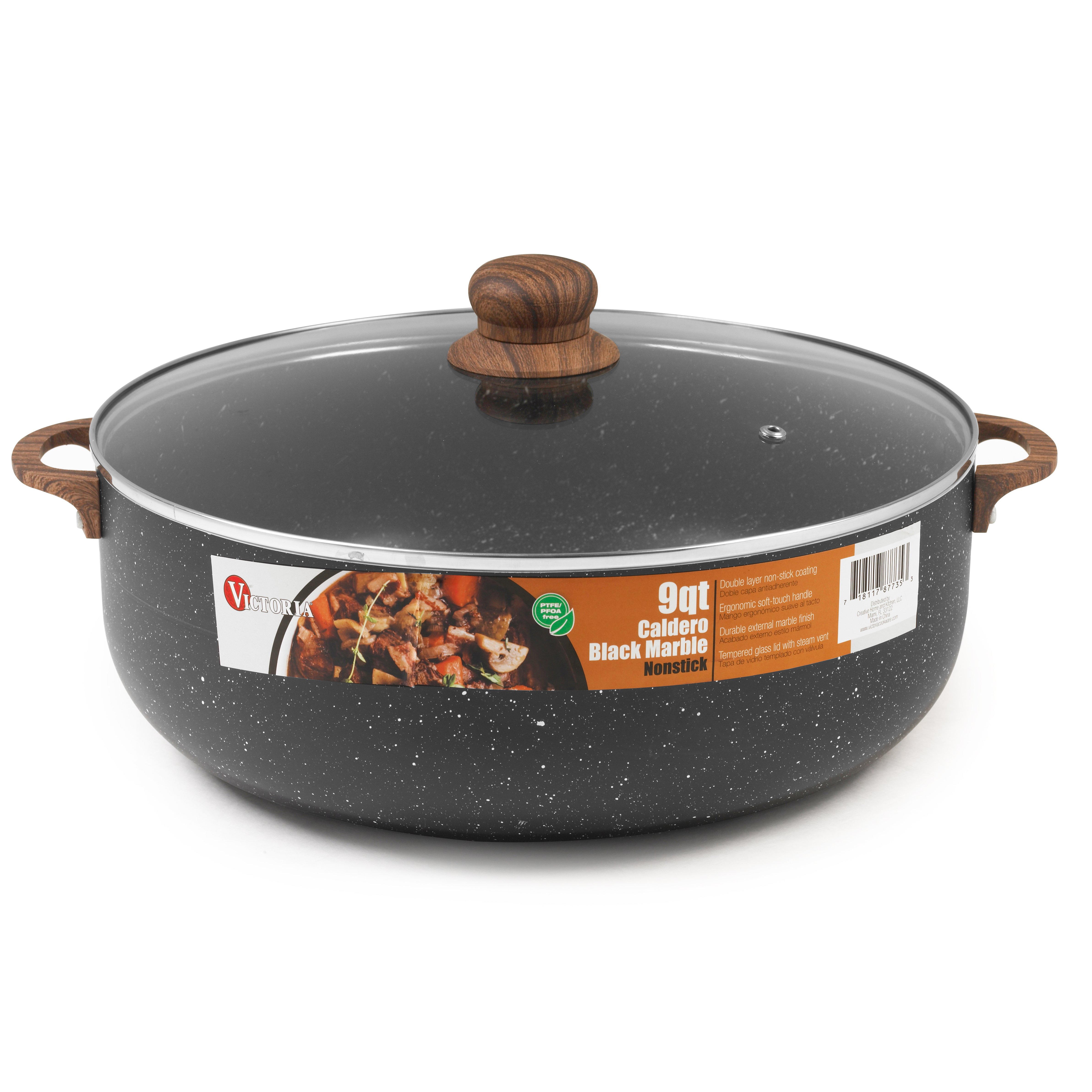 Victoria Black Marble Nonstick Caldero with Glass Lid - Shop Cookware ...
