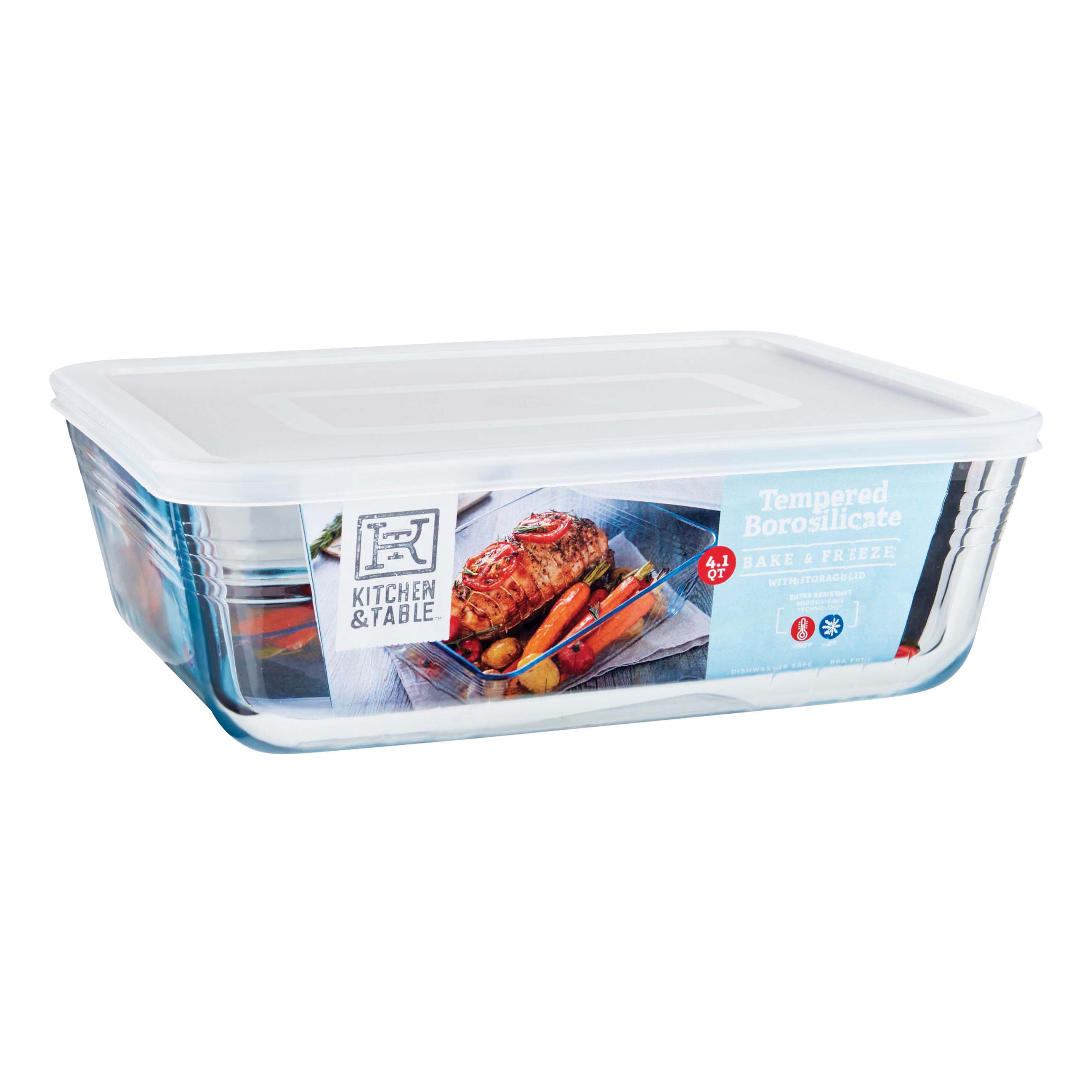 Kitchen & Table by H-E-B Tempered Borosilicate Rectangle Baker with Lid ...