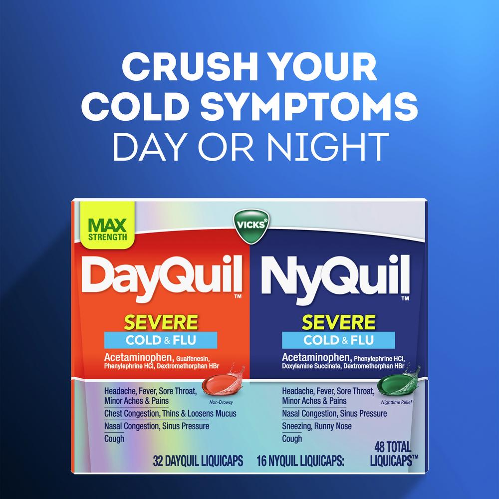 Vicks DayQuil + NyQuil Severe Cold & Flu Combo Pack - Shop Cough, cold ... Vicks DayQuil + NyQuil Severe Cold & Flu Combo Pack - Shop Cough, cold ...