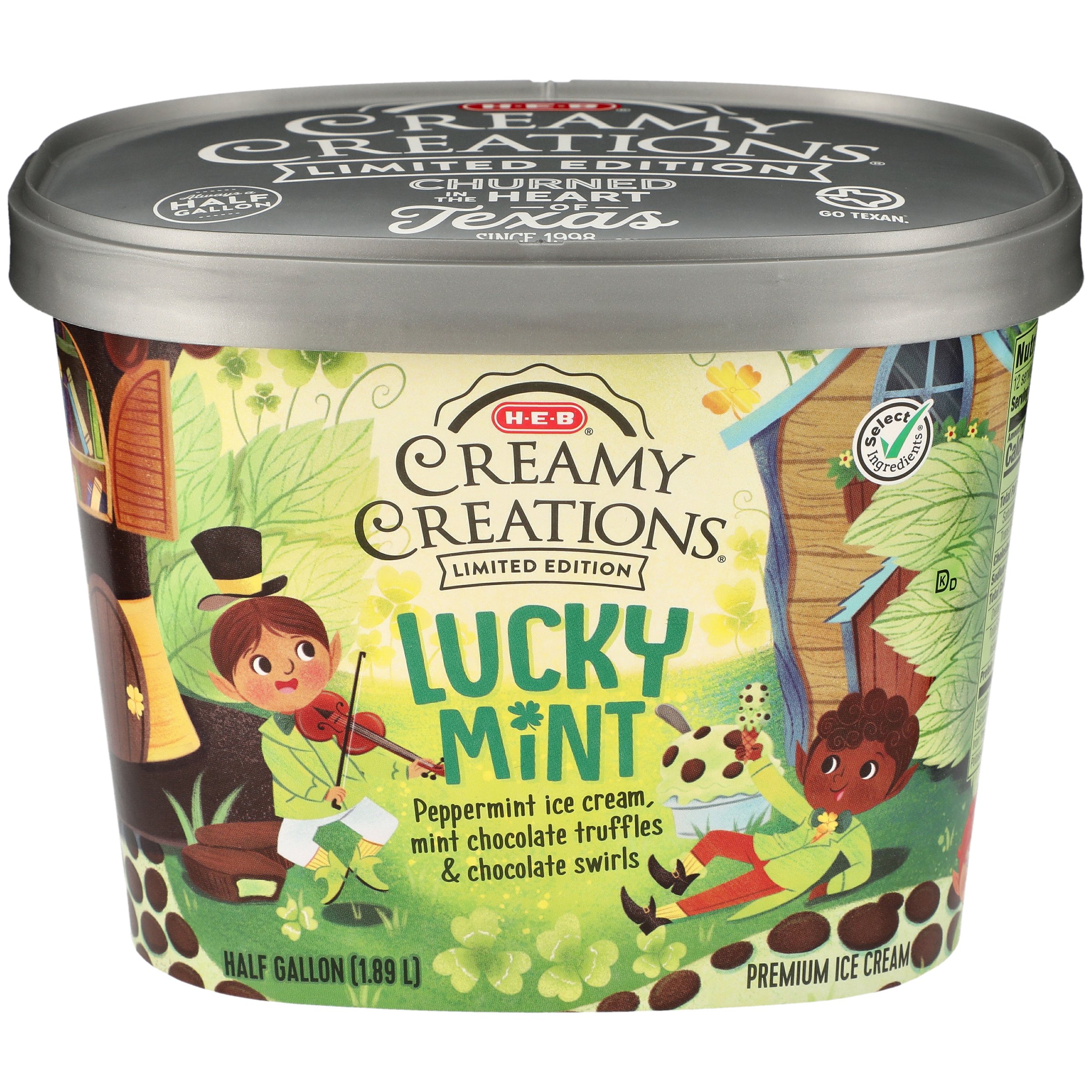 H-E-B Creamy Creations Lucky Mint Limited Edition Ice Cream - Shop Ice ...