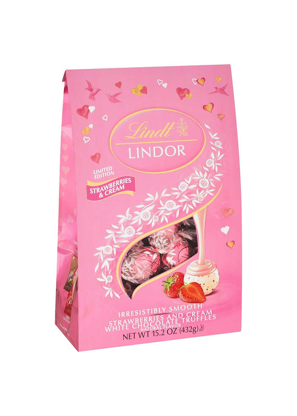 Lindt Lindor Strawberries & Cream White Chocolate Truffles Valentine's ...