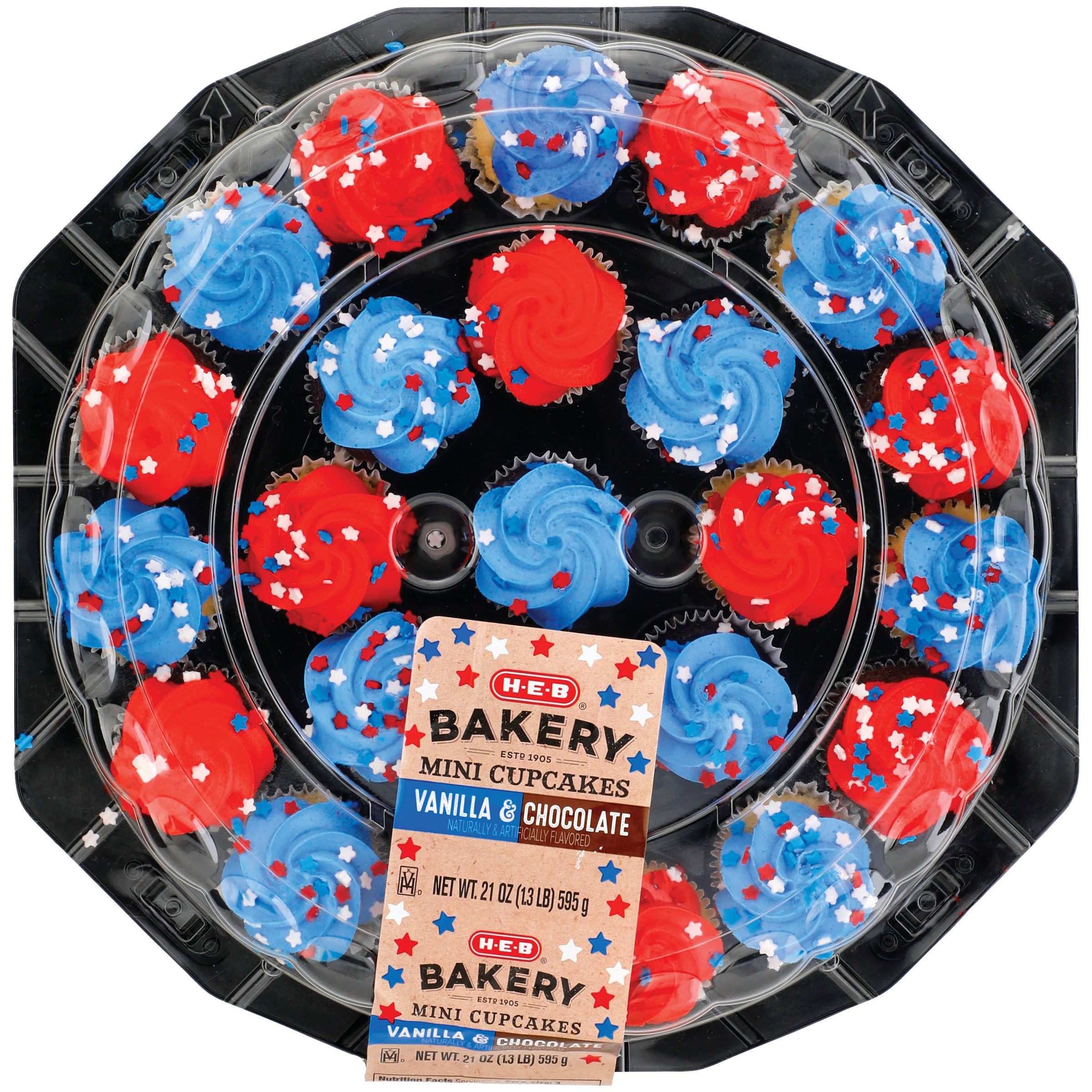 H-E-B Bakery Patriotic Mini Cupcake Platter - Chocolate & Vanilla ...