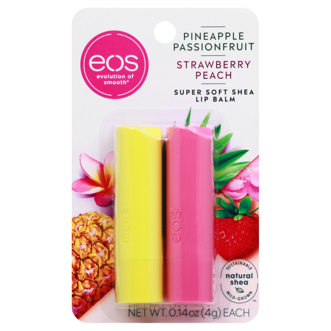 eos Pineapple Passionfruit & Strawberry Peach Shea Lip Balms - Shop ...