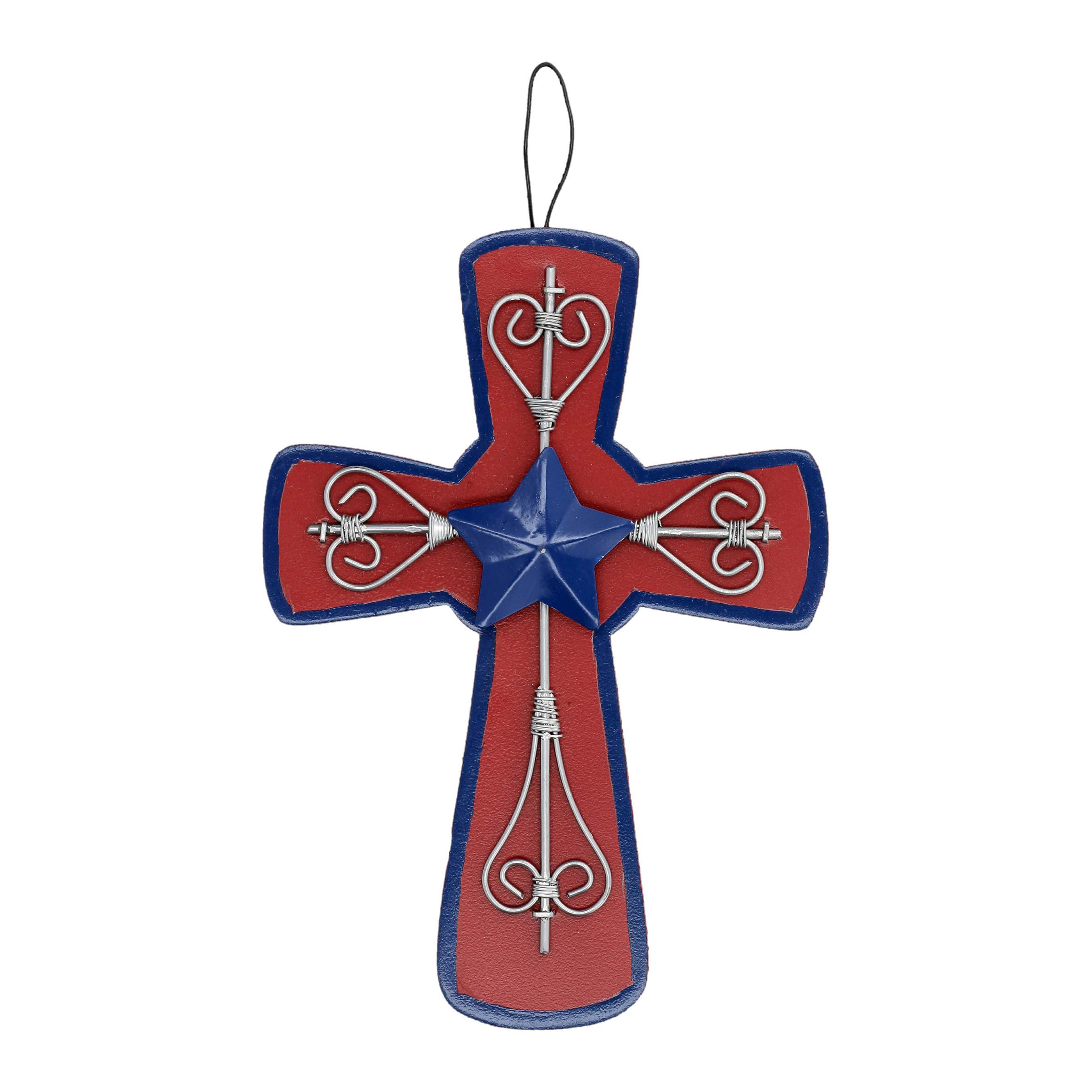 Haven & Key Red Cross with Blue Star Wall Decoration - Shop Seasonal ...