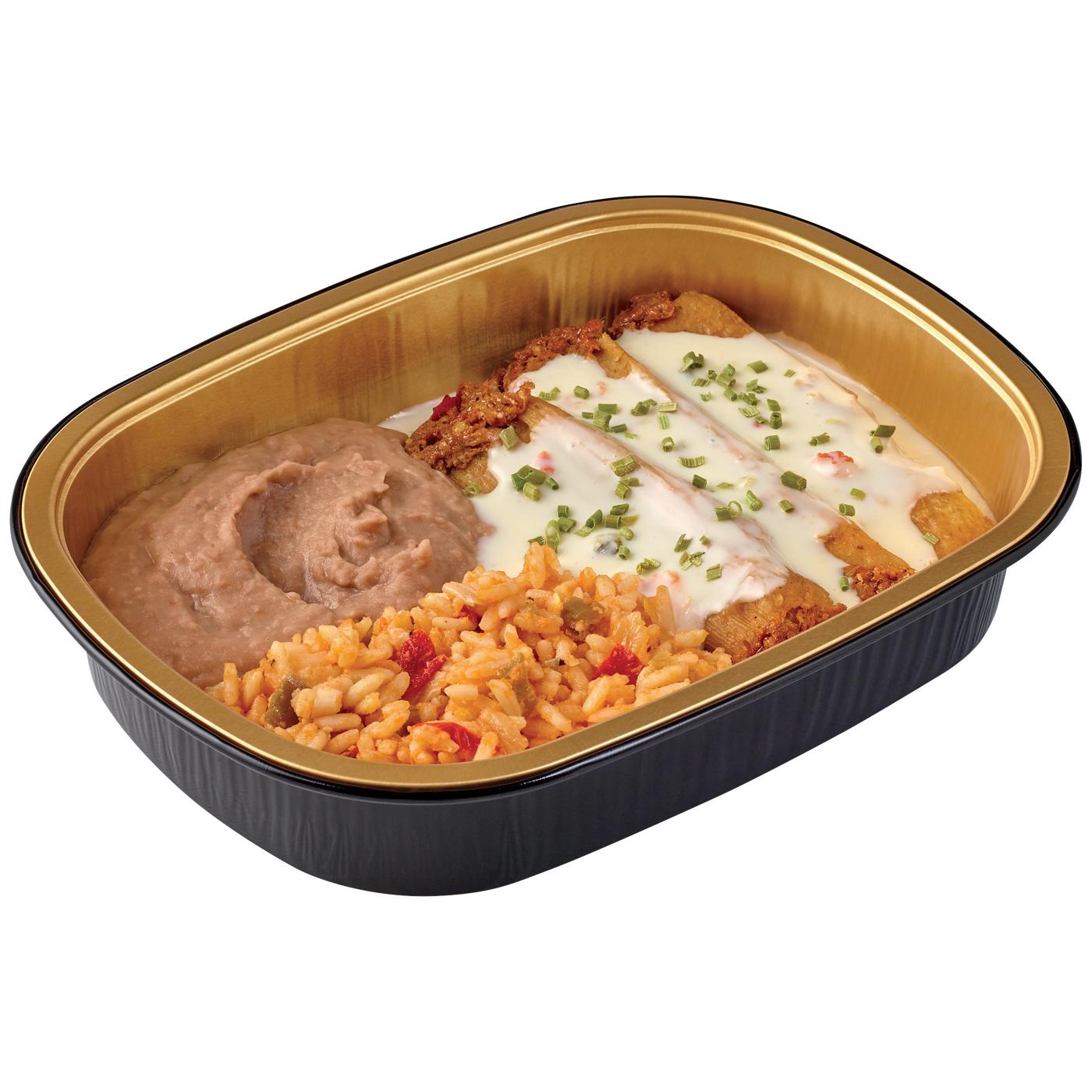 Meal Simple by H-E-B Queso Pork Tamales, Mexican Rice & Refried Beans ...