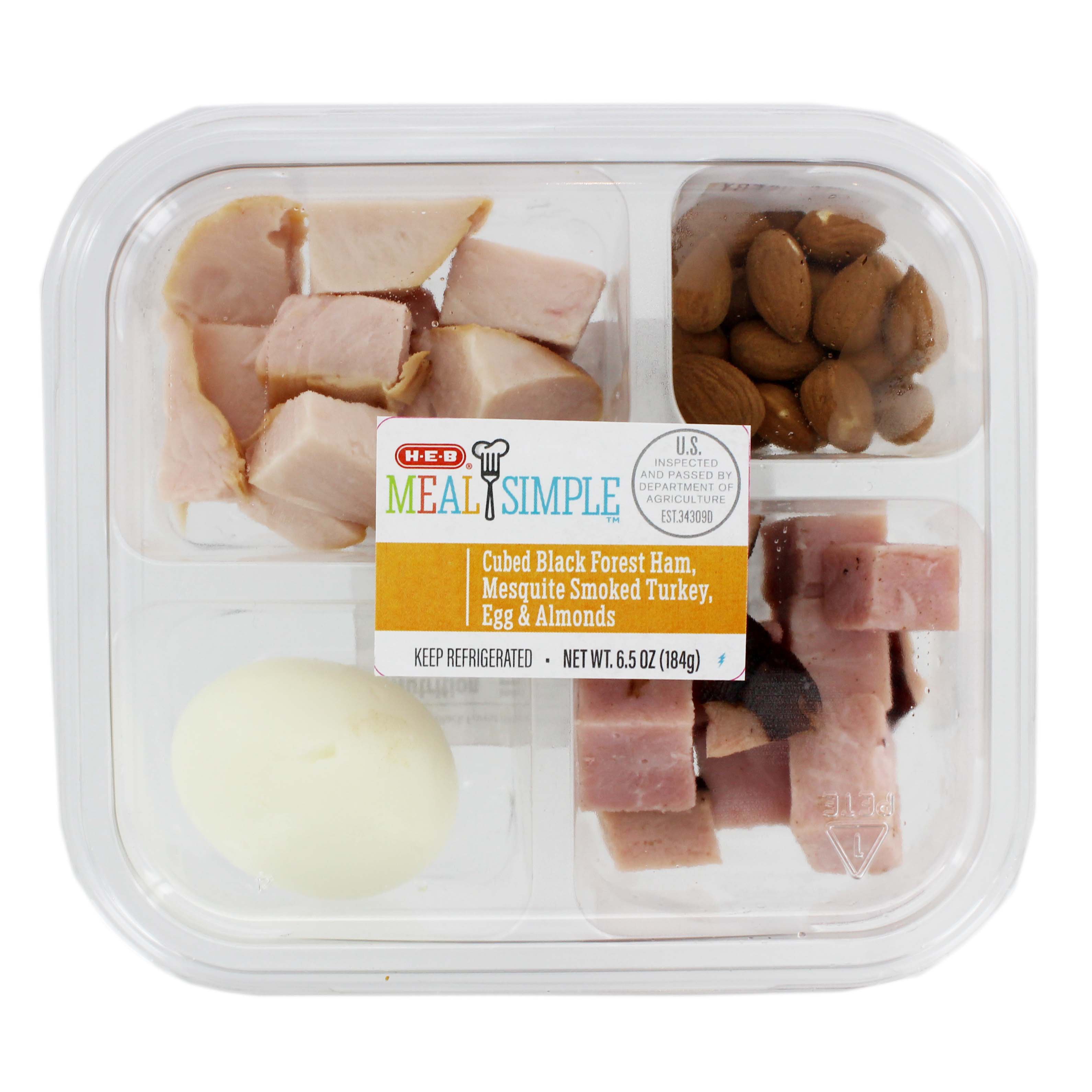H-E-B Meal Simple Ham, Turkey, Egg, and Almonds Snack Tray - Shop Snack ...