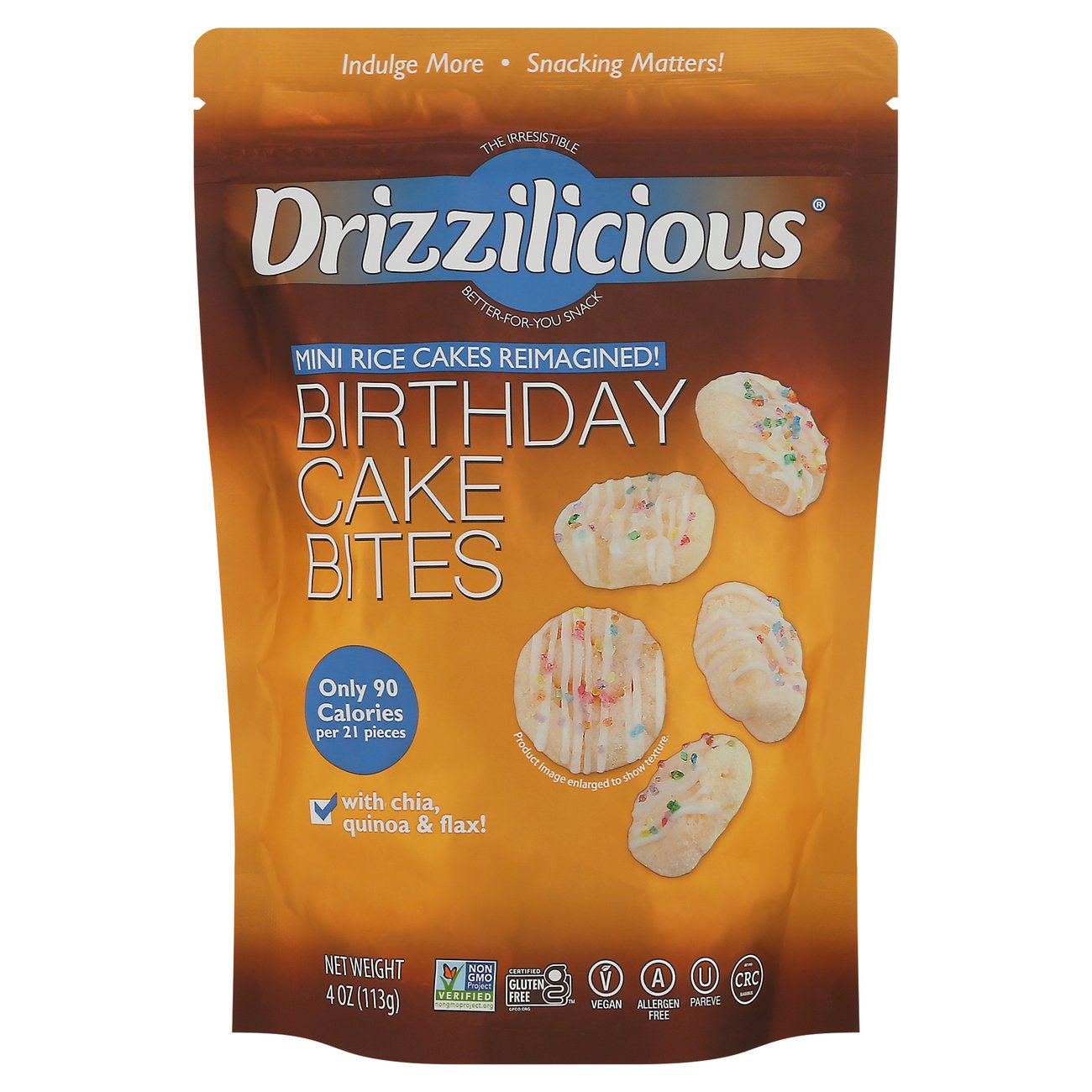 Drizzilicious Mini Rice Cakes - Birthday Cake Bites - Shop Rice cakes ...