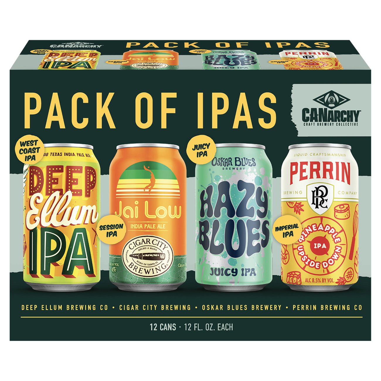 Canarchy Coast to Coast Craft IPA Mixed Pack 12 oz Cans - Shop Beer at ...