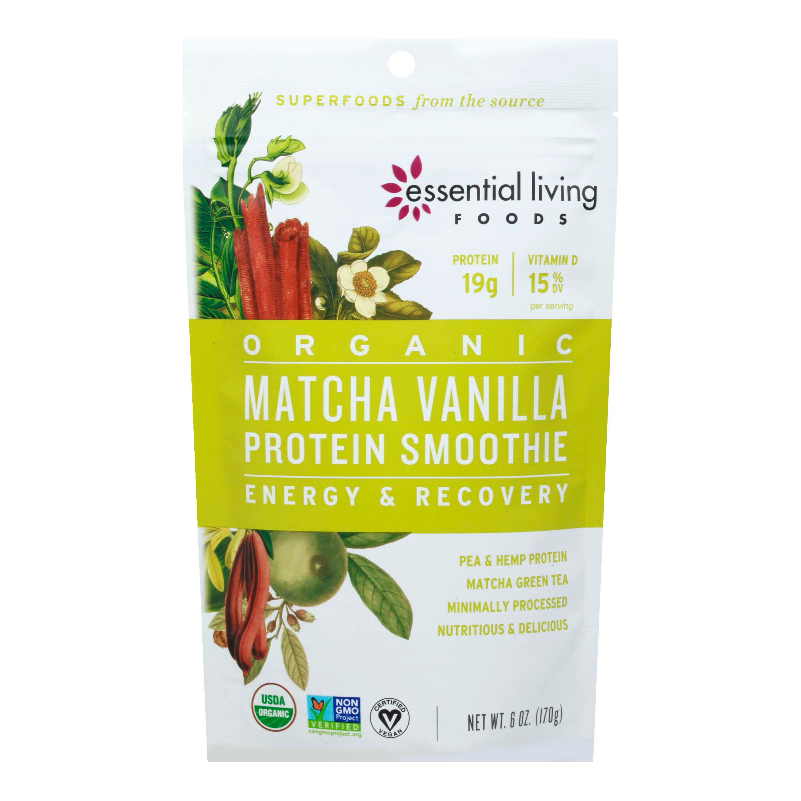 Essential Living Foods Organic Matcha Vanilla Protein Smoothie Energy ...
