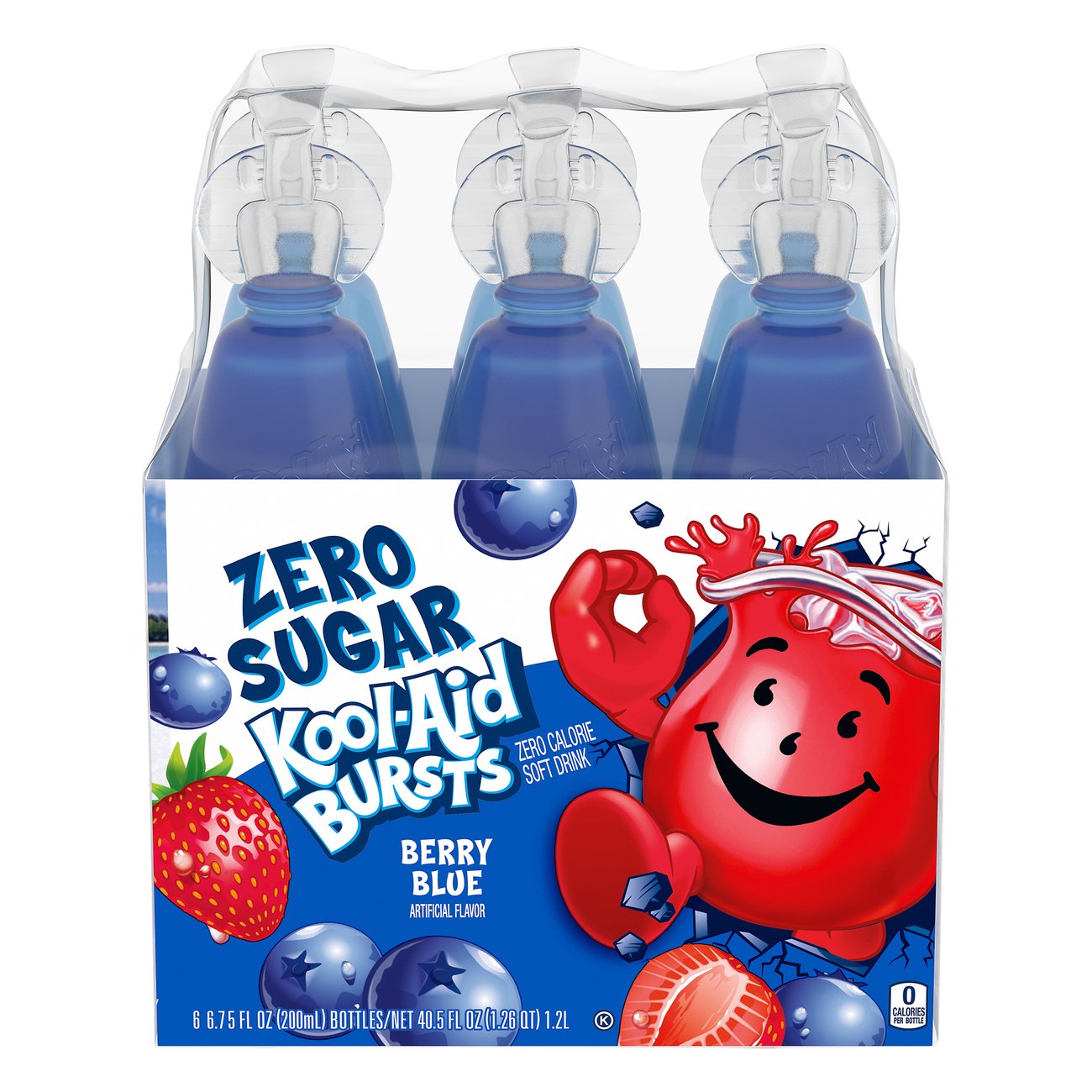 Kool-Aid Bursts Zero Sugar Berry Blue Soft Drink 6.75 oz Bottles - Shop ...