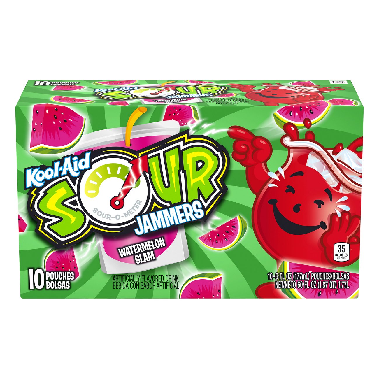 Kool-Aid Sour Jammers Watermelon Slam Flavored Drink 6 oz Pouches ...