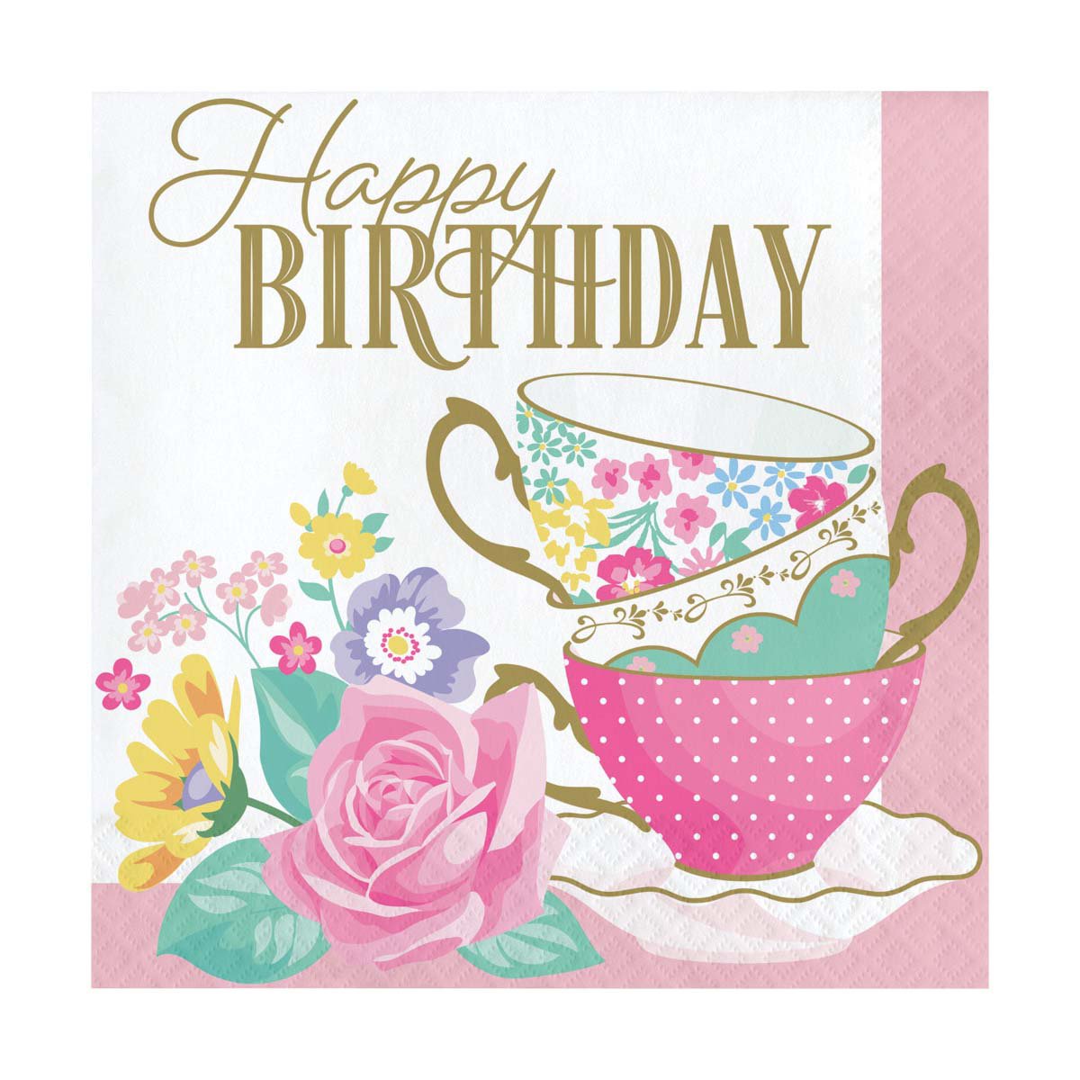 Creative Converting Floral Tea Party Happy Birthday Luncheon Napkins ...