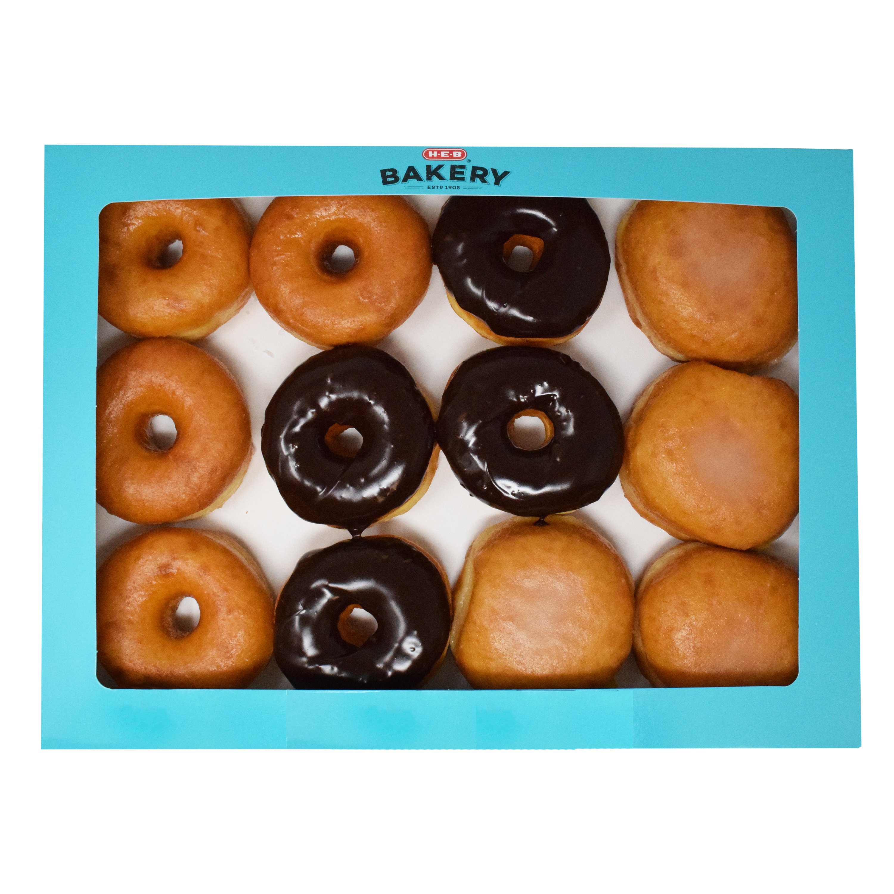 H-E-B Bakery Mixed Dozen Donuts - Glazed Yeast & Bavarian Creme Bismark ...