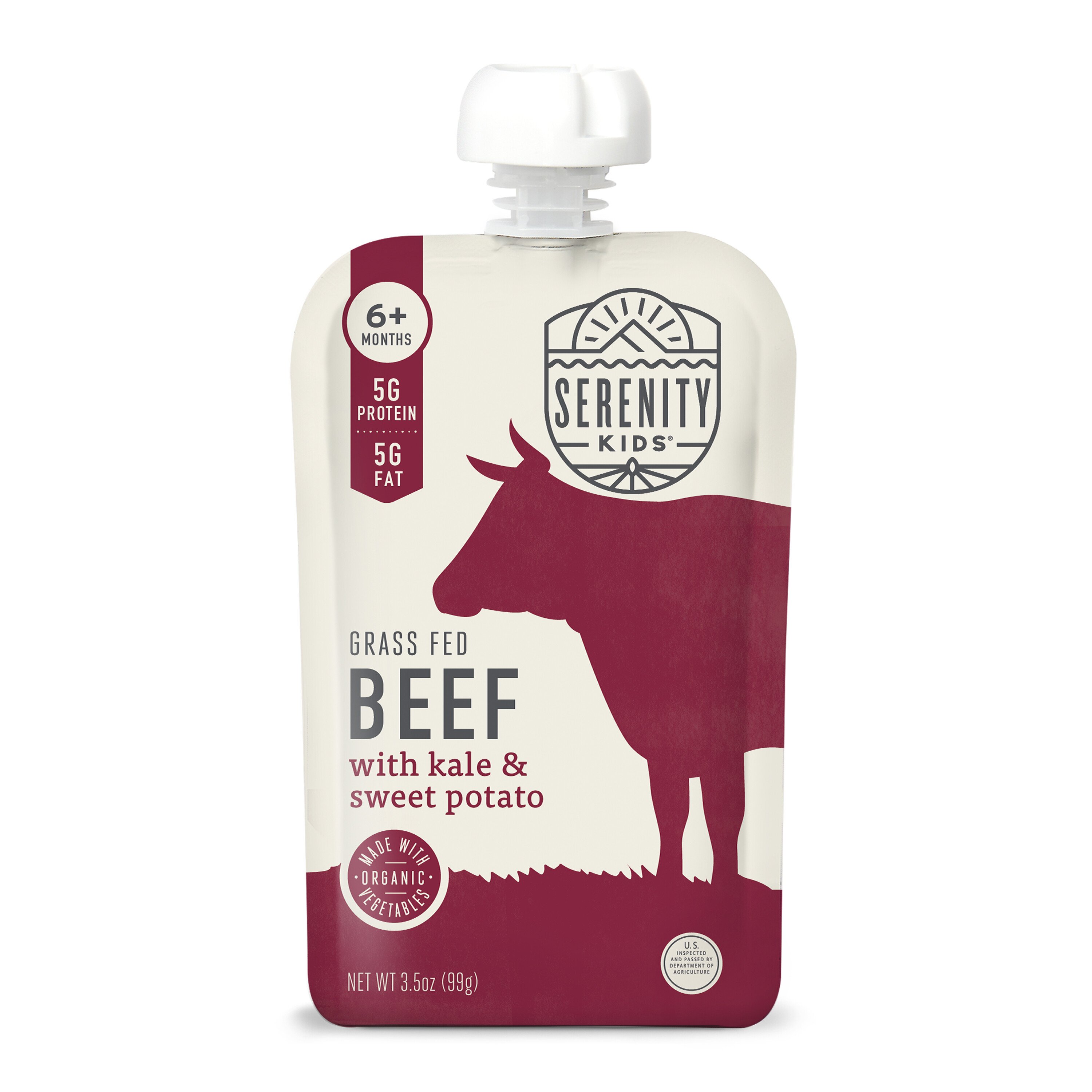 Serenity Kids Organic Pouch - Grass Fed Beef Kale & Sweet Potato, 3.5 ...