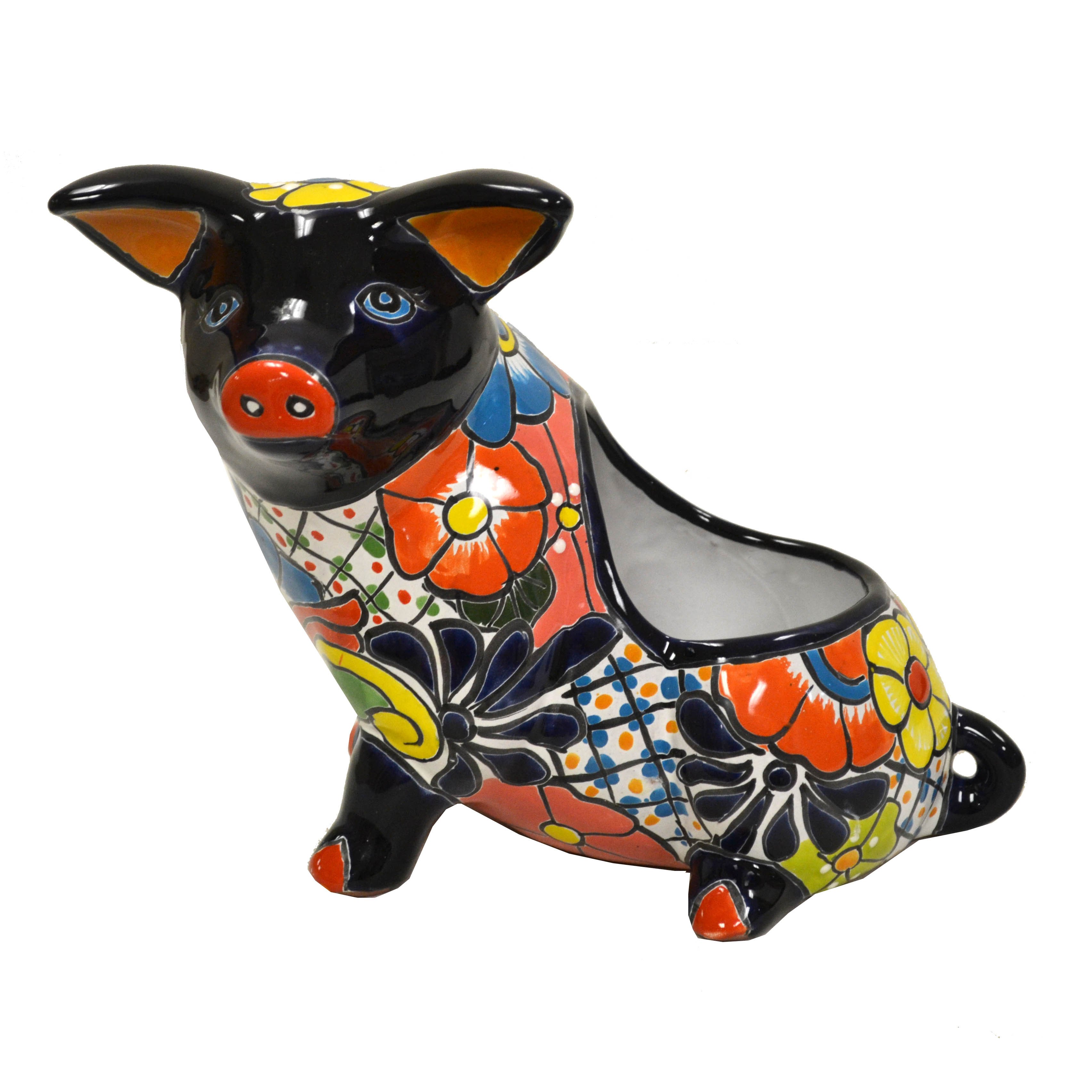 Blue Orange Pottery Talavera Sitting Pig Planter - Shop Pots & Planters ...