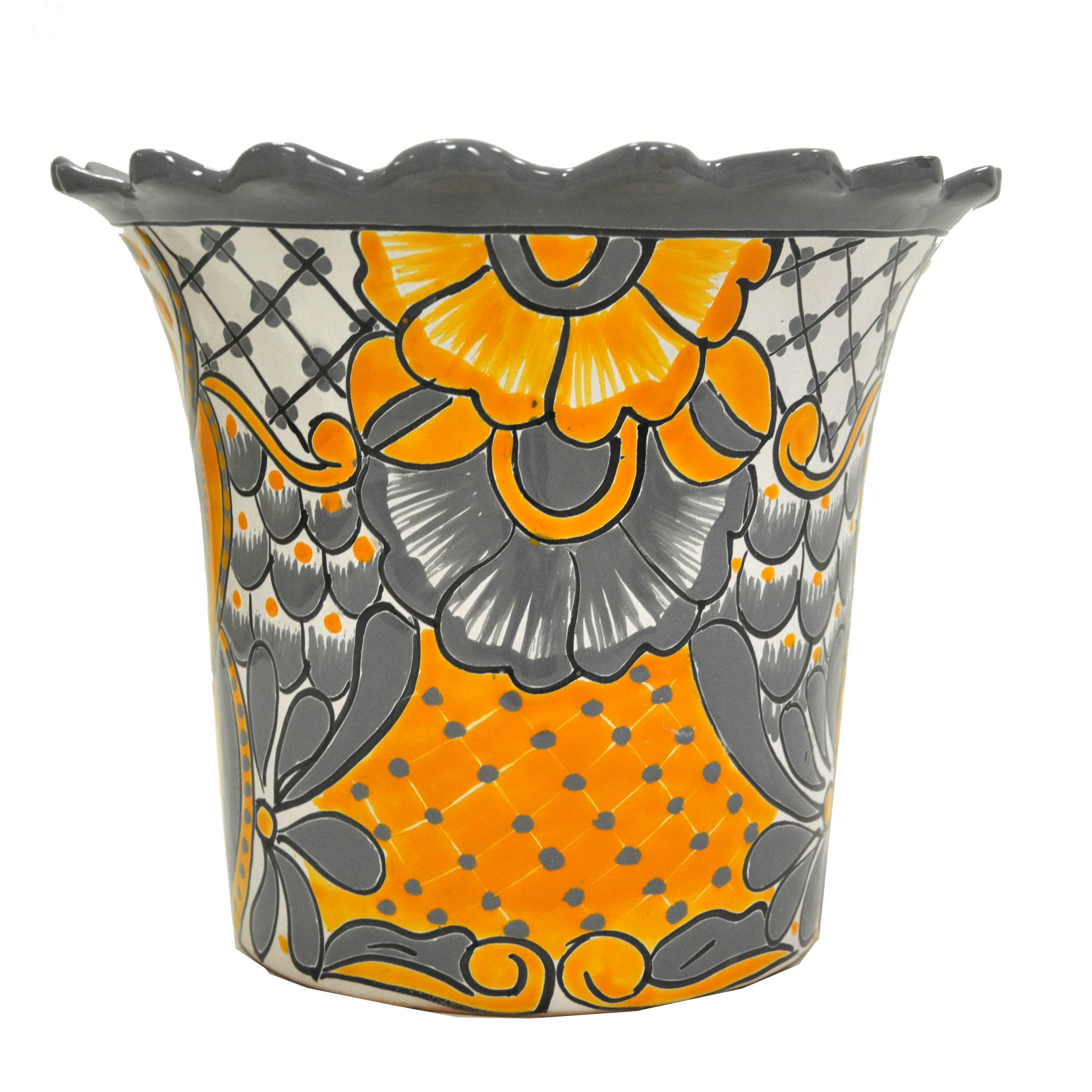 Blue Orange Pottery Wavy Orange Gray Talavera Planter Shop Pots