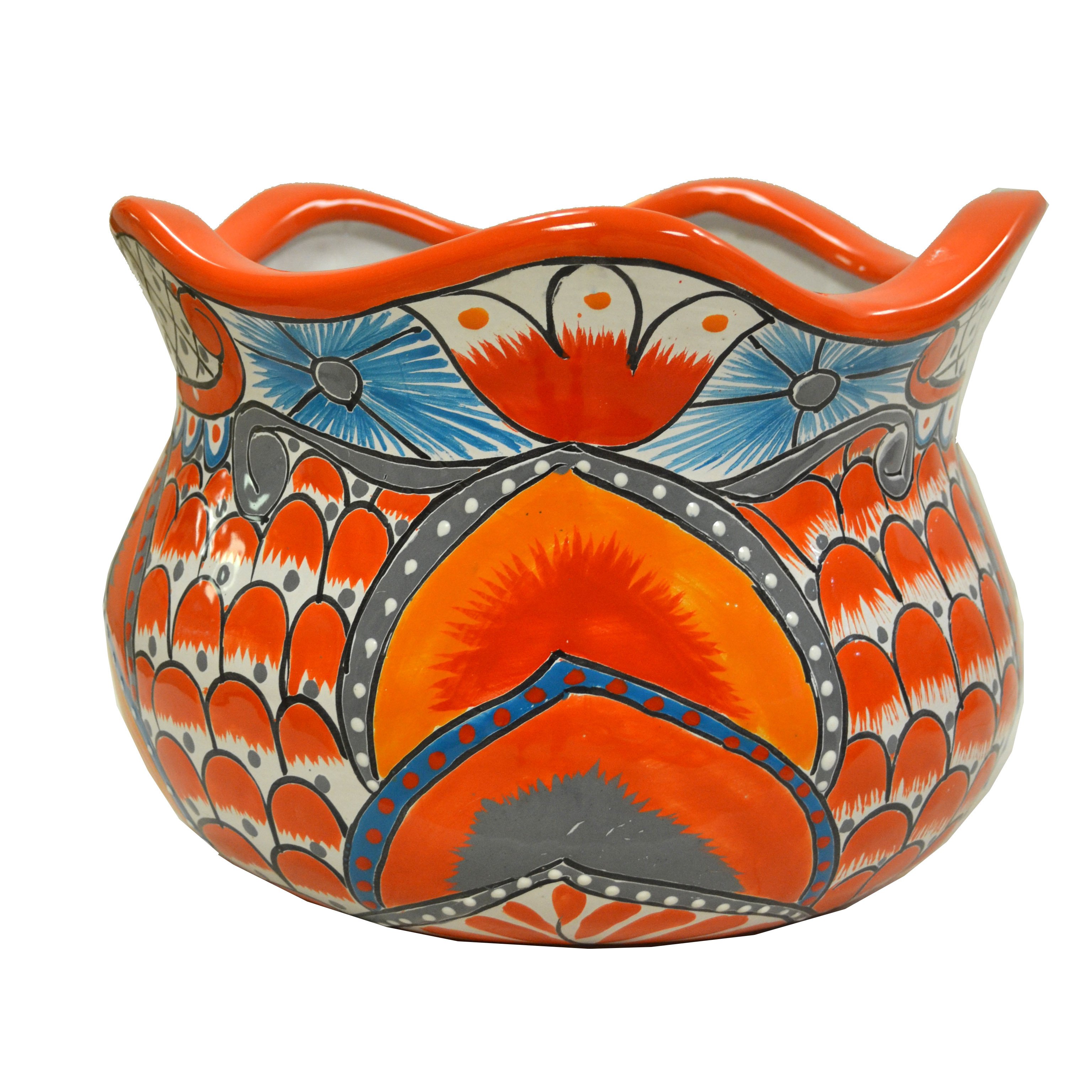 Blue Orange Pottery Orange Tulip Talavera Planter - Shop Pots ...