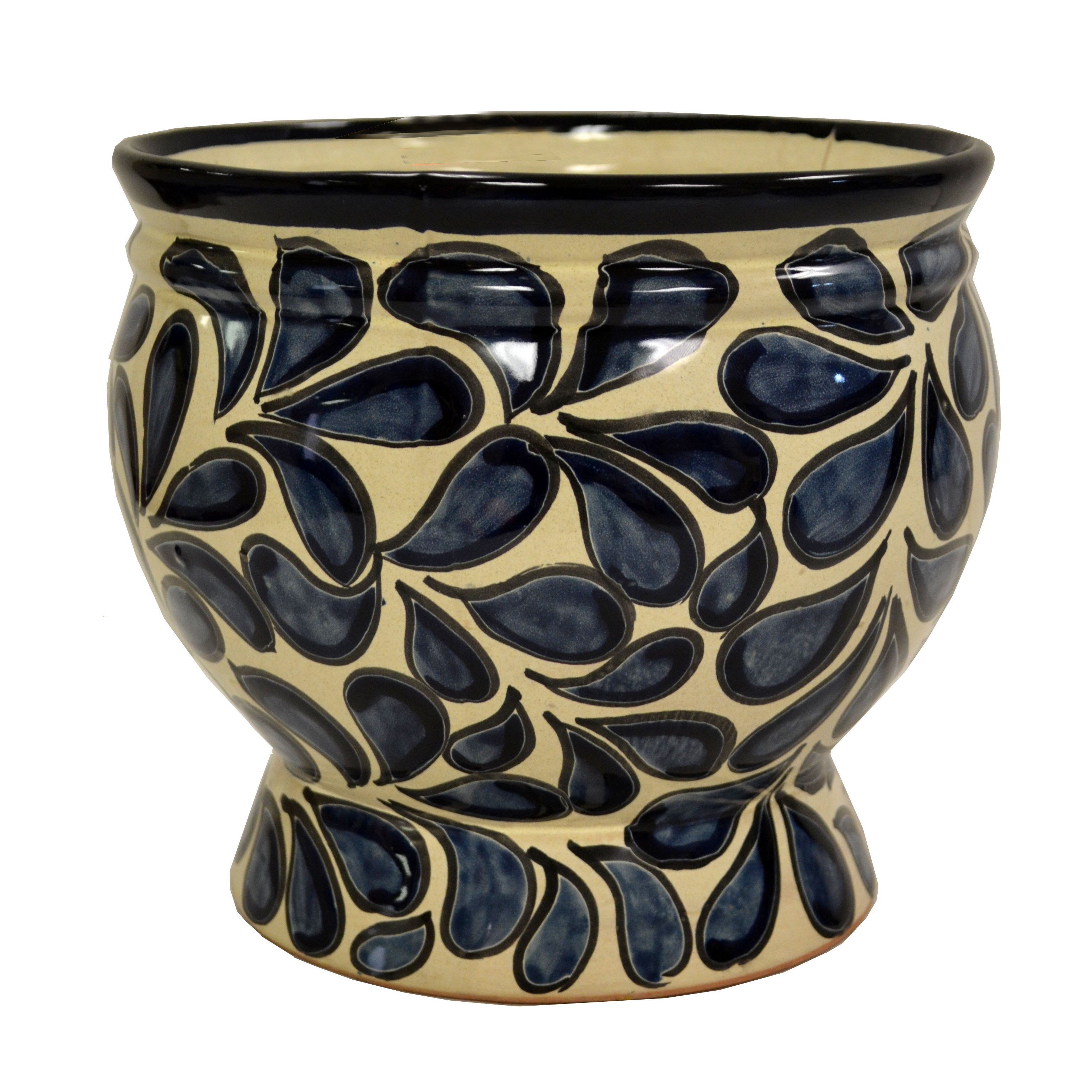 Blue Orange Pottery Navy Leaf Copa Talavera Planter - Shop Pots ...