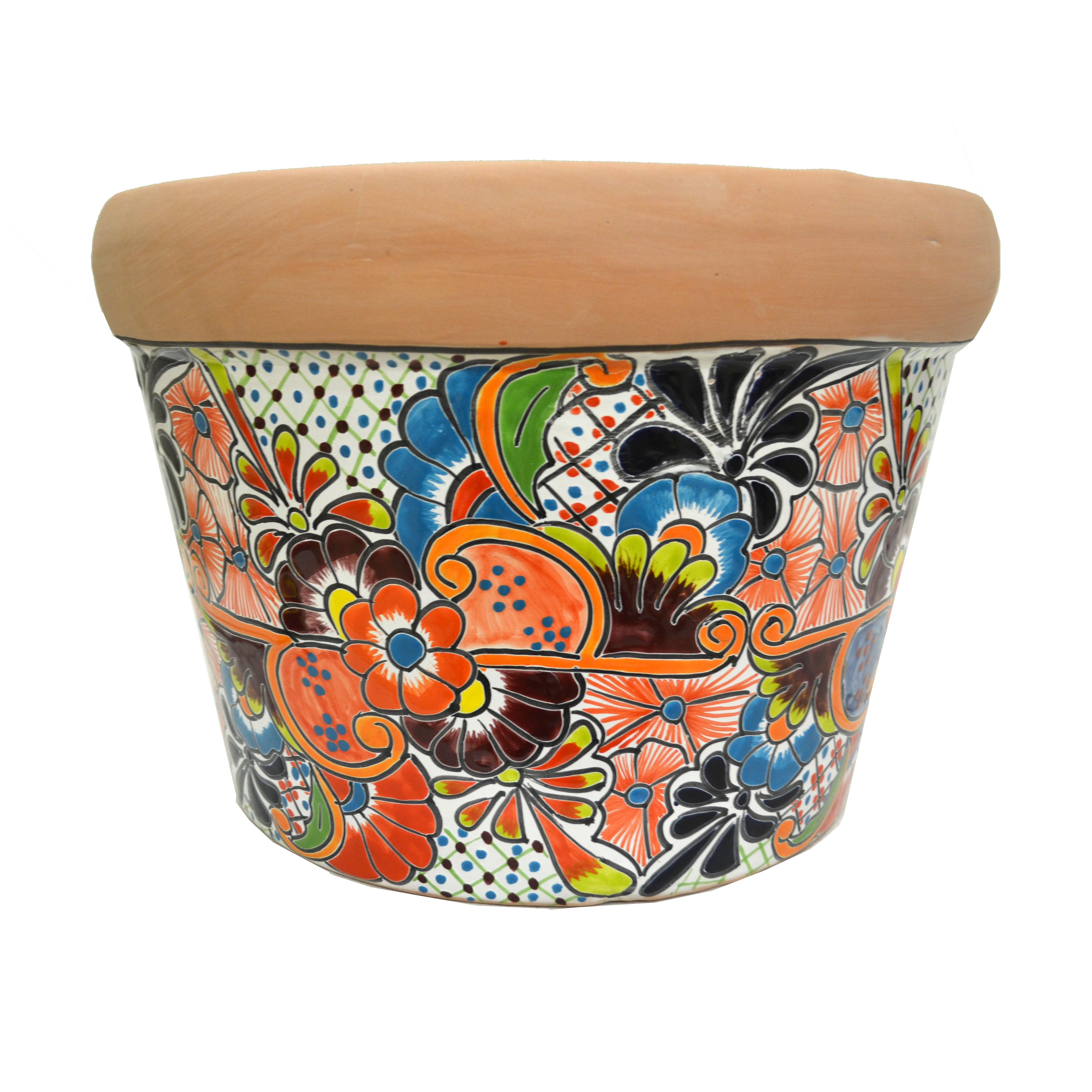 Blue Orange Pottery Large Natural Talavera Queso Planter - Shop Pots ...