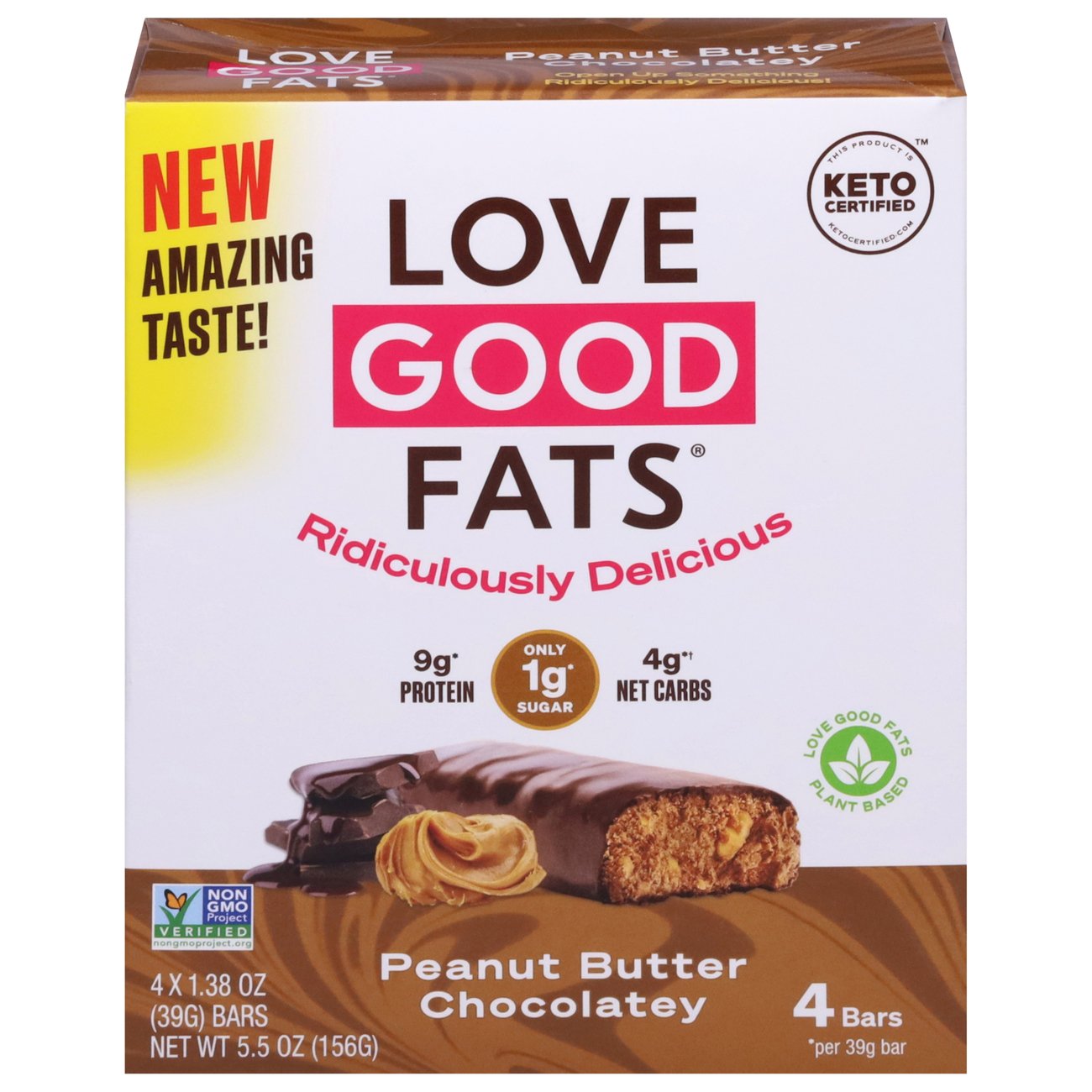 Love Good Fats Keto 9g Protein Bars - Peanut Butter Chocolatey - Shop ...