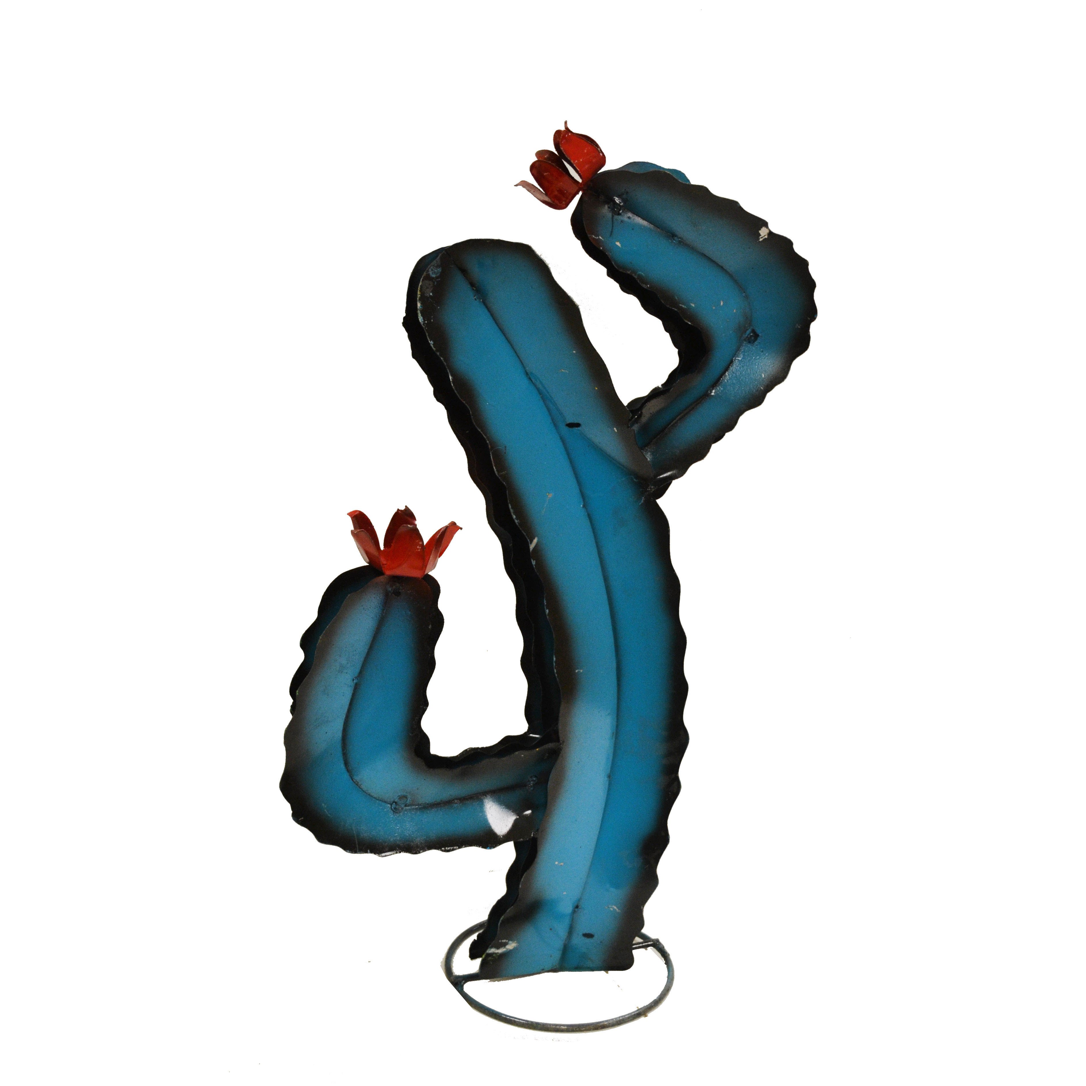 Creative Decor Sourcing Blue Twisted Metal Cactus Décor - Shop Outdoor ...