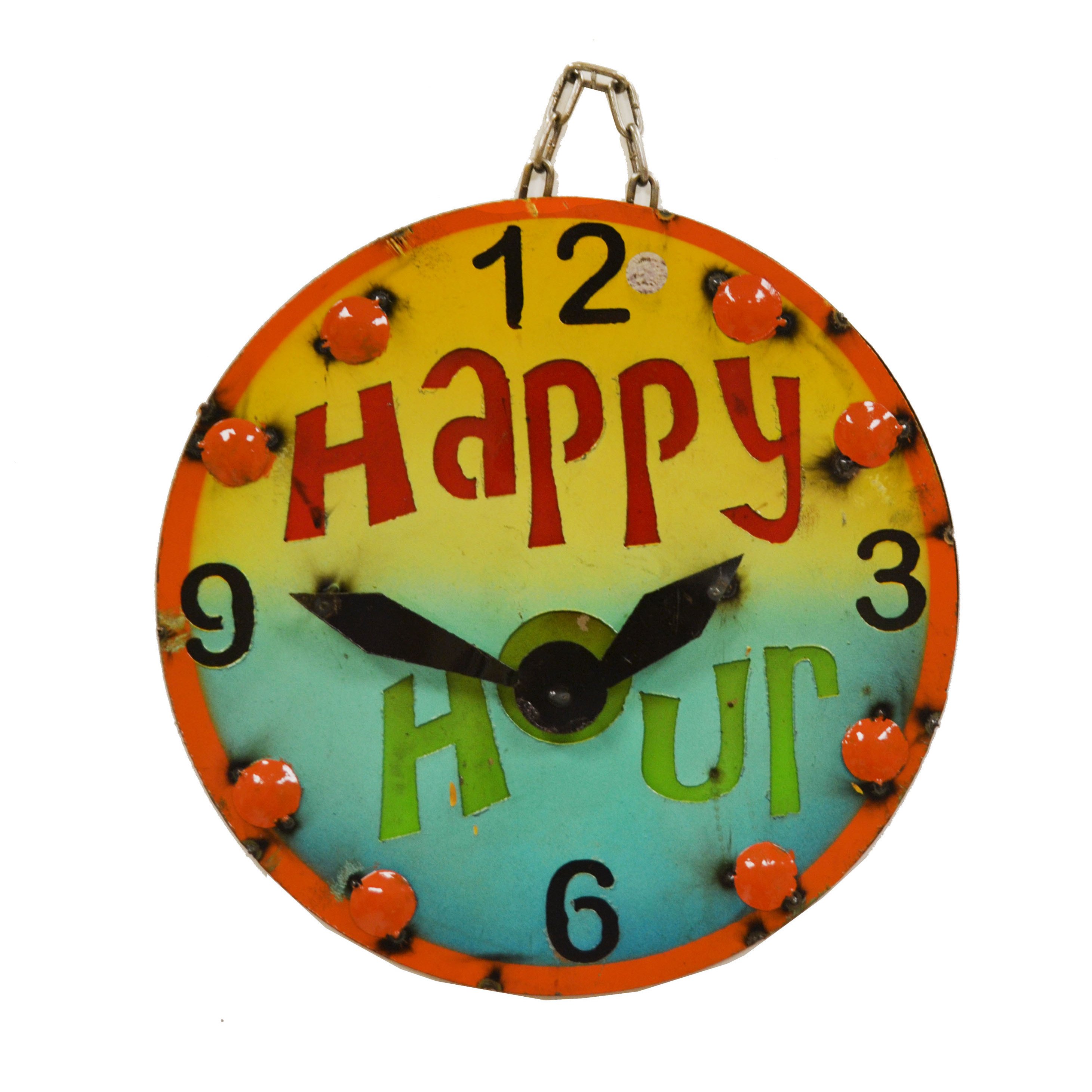 Creative Décor Sourcing Happy Hour Clock Metal Wall Sign - Shop Outdoor ...