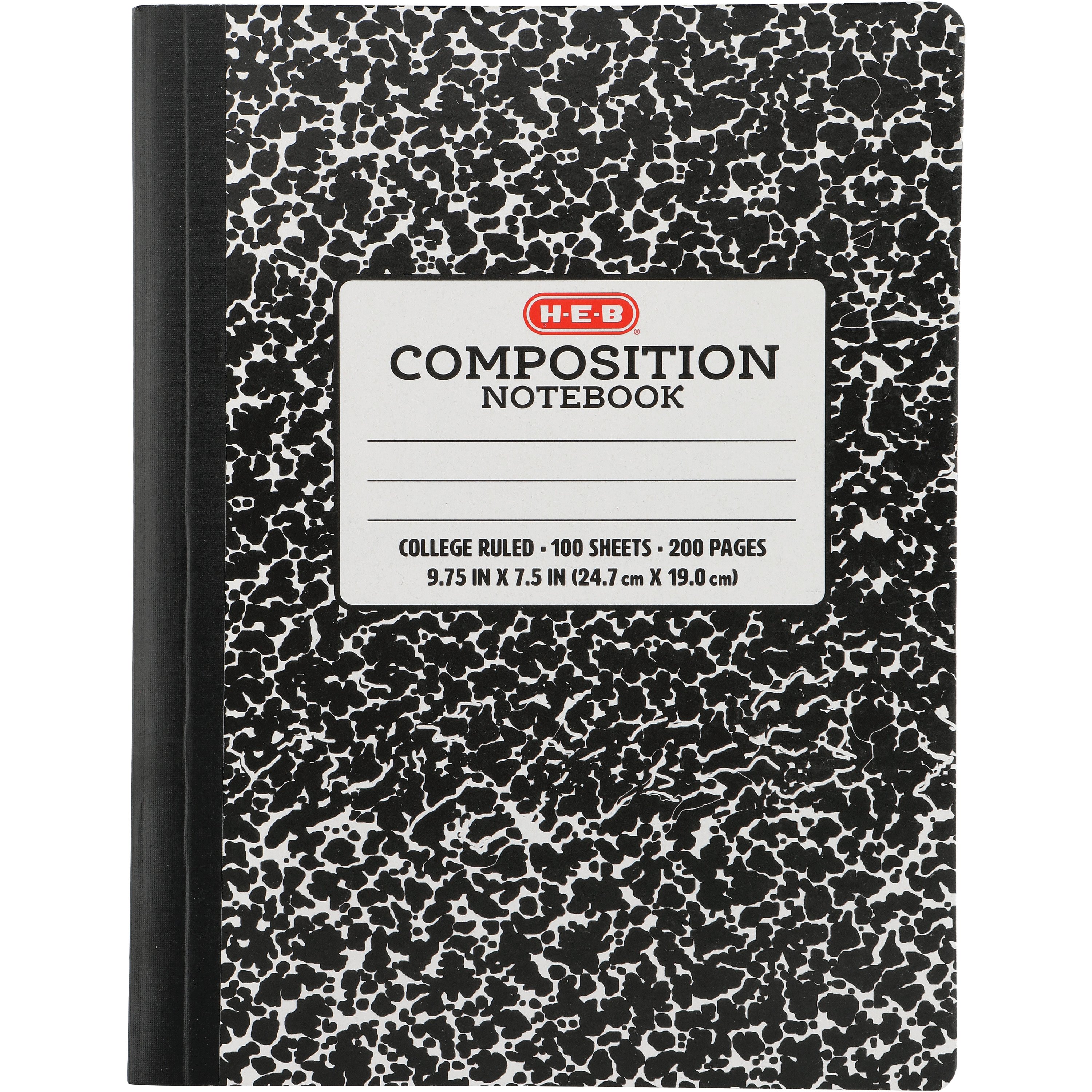 H E B College Ruled Composition Notebook Black Marble Shop 