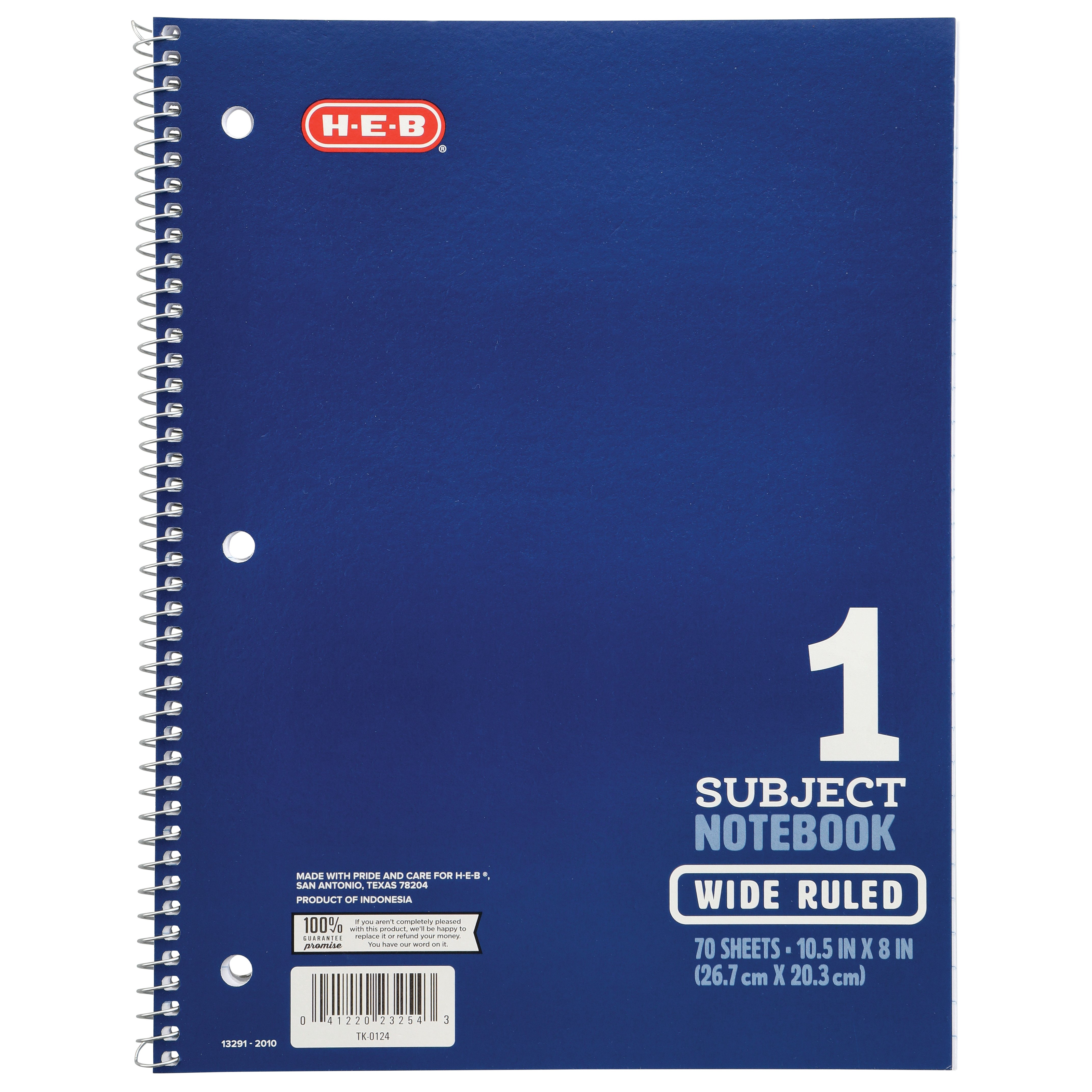 H-E-B 1 Subject Wide Ruled Spiral Notebook - Blue - Shop Notebooks at H-E-B